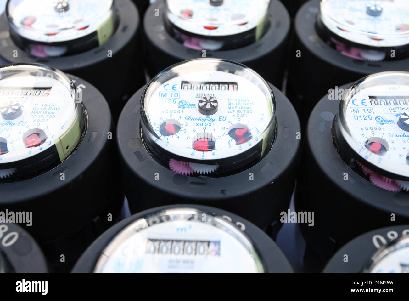 Water meters ready to be put into the ground Stock Photo - Alamy