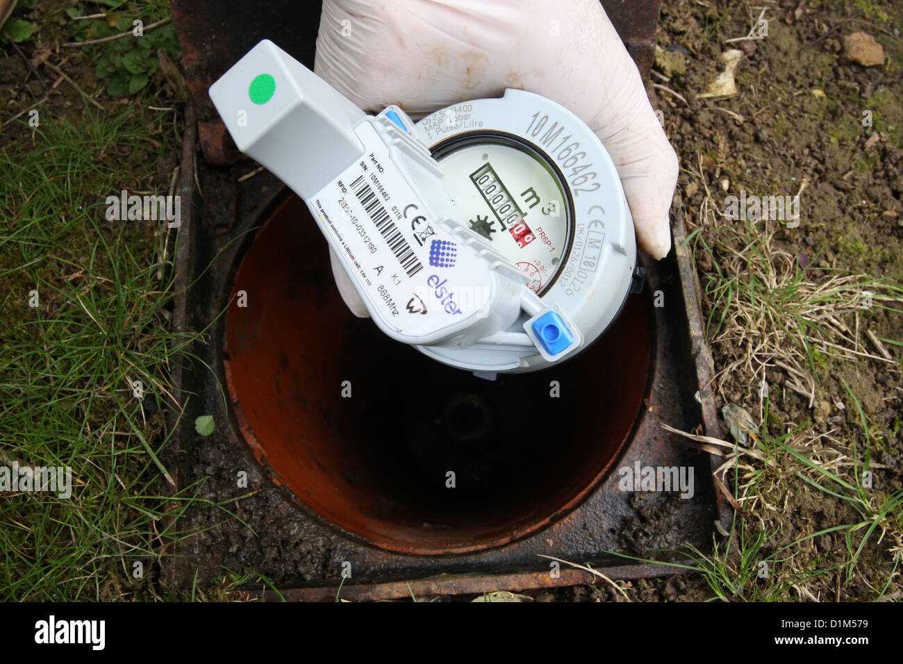 Smart water meter installation outside a house in West Sussex Stock ...