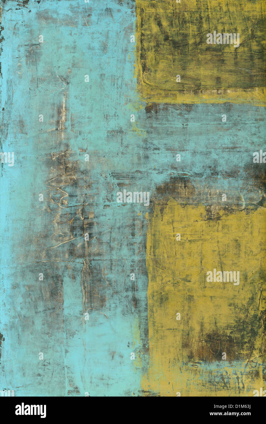 Abstract painting with blue and yellow texture Stock Photo - Alamy
