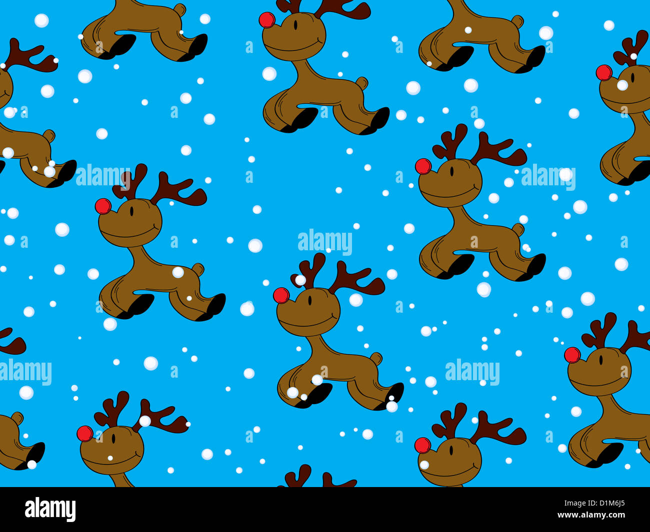 Seamless Christmas seamless pattern with red nose Rudolph and snow ...