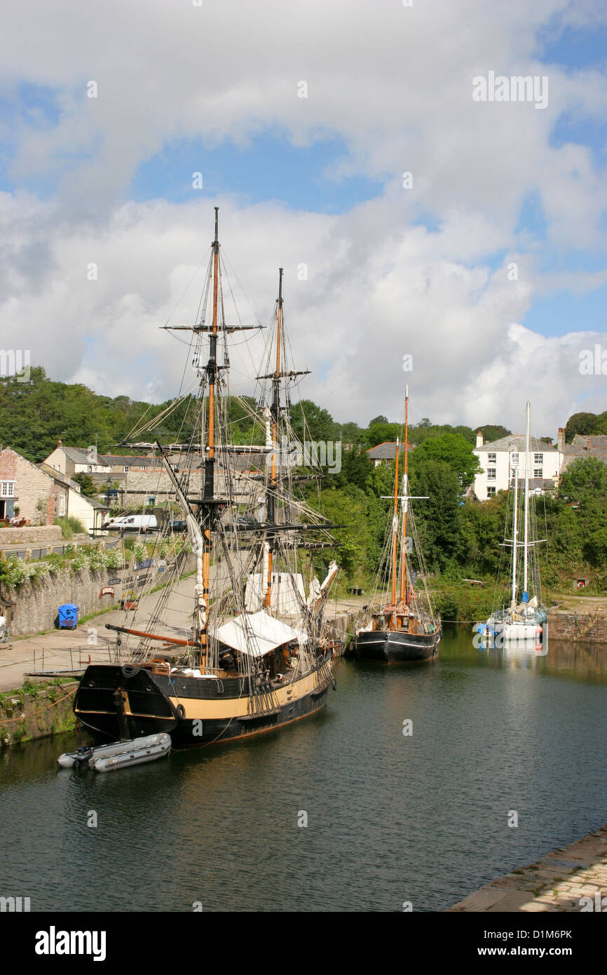 Dock with sailing ships Charlestown Cornwall England UK Stock Photo - Alamy