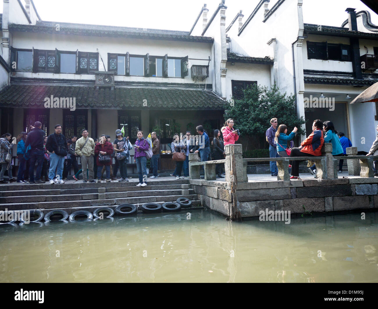chinese people passenger waiting boat dock village Stock Photo - Alamy