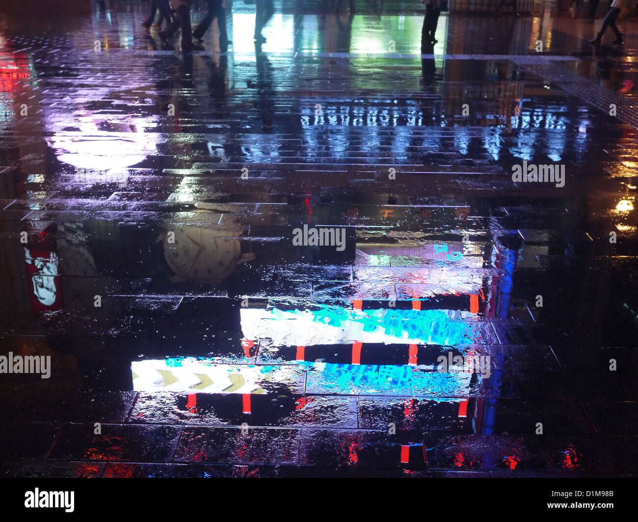 Reflection road rain neon sign hi-res stock photography and images - Alamy
