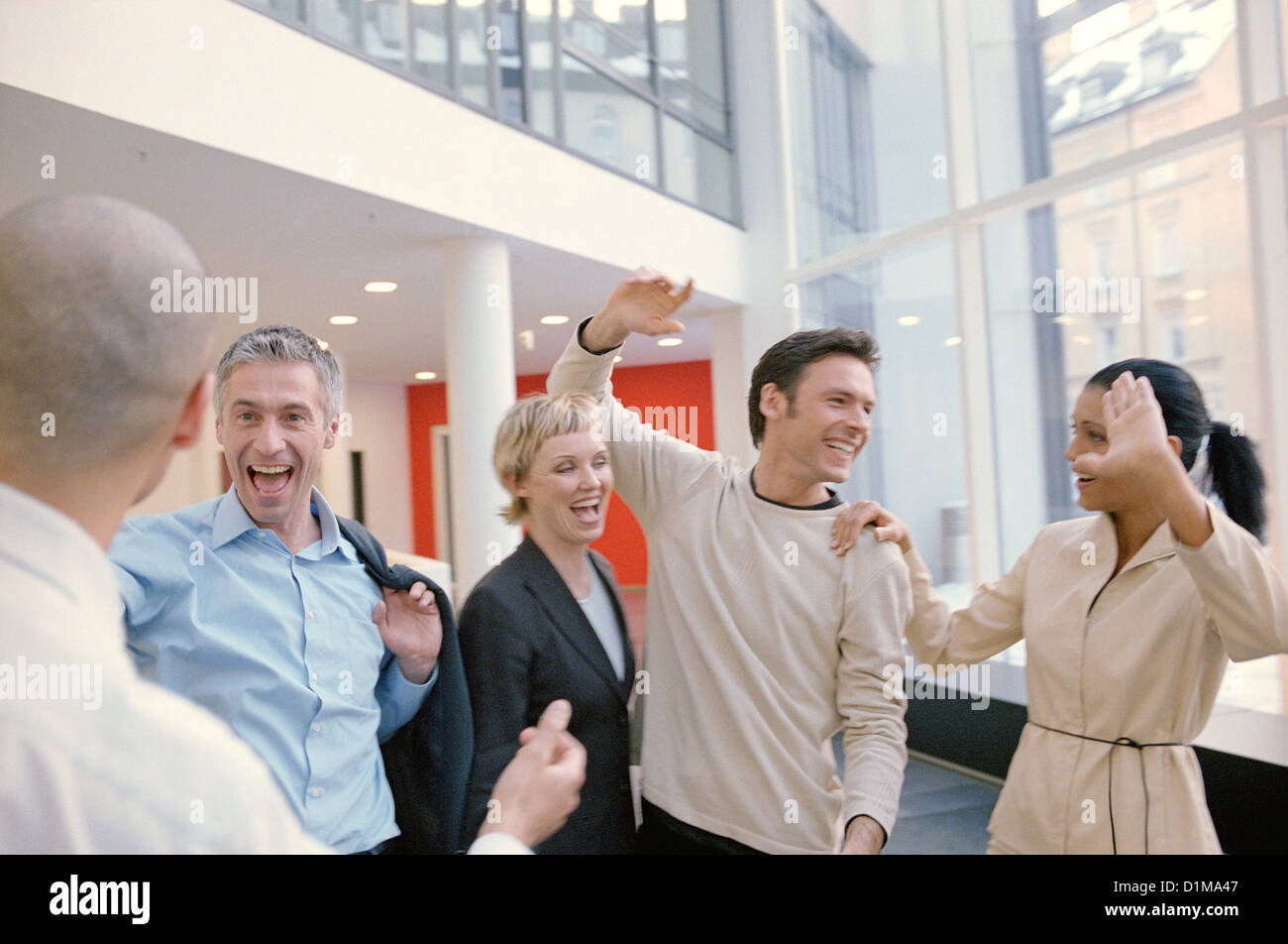 Portrait of smiling business people License free except ads and ...