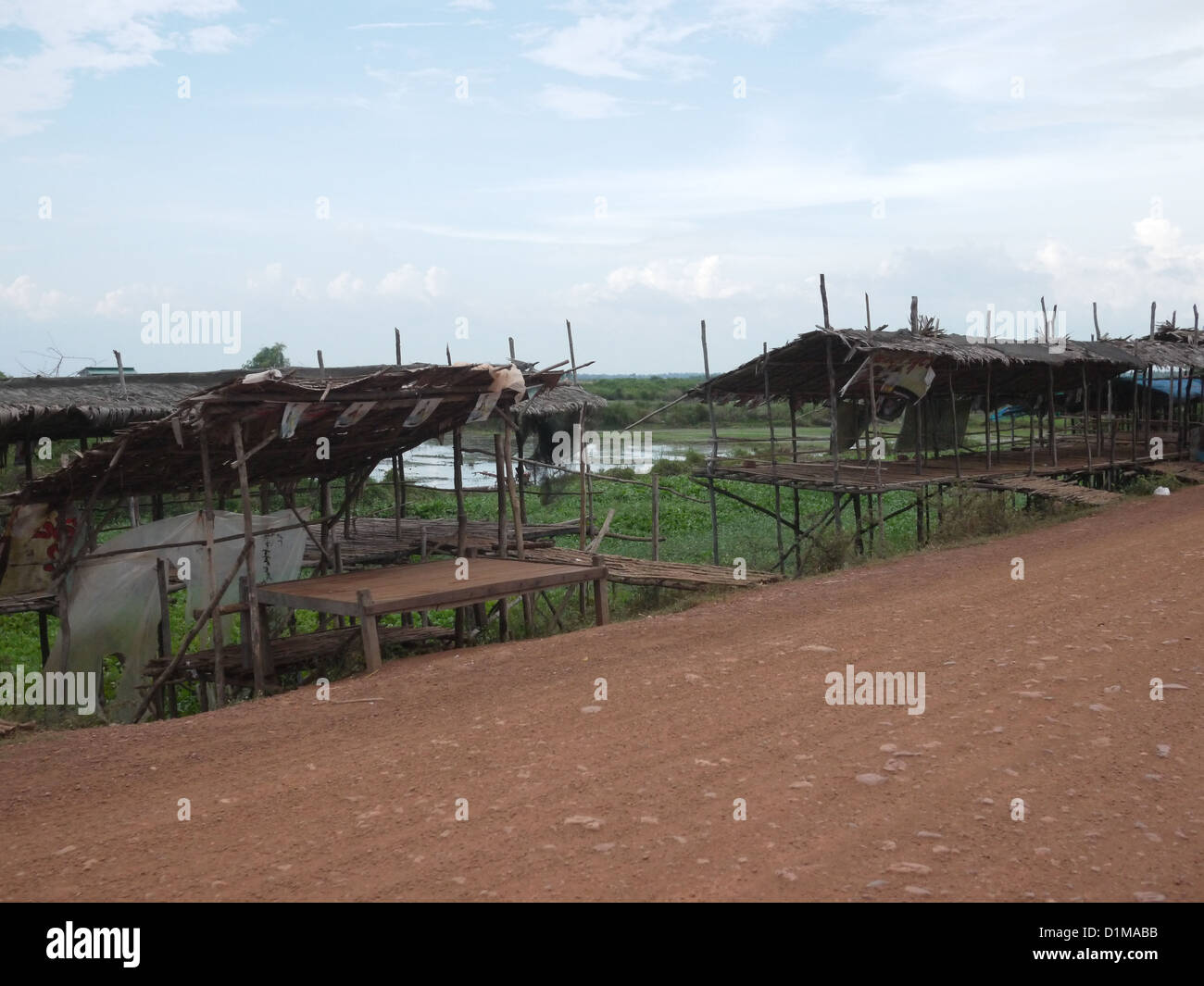 Cambodia village bamboo building structure Stock Photo - Alamy