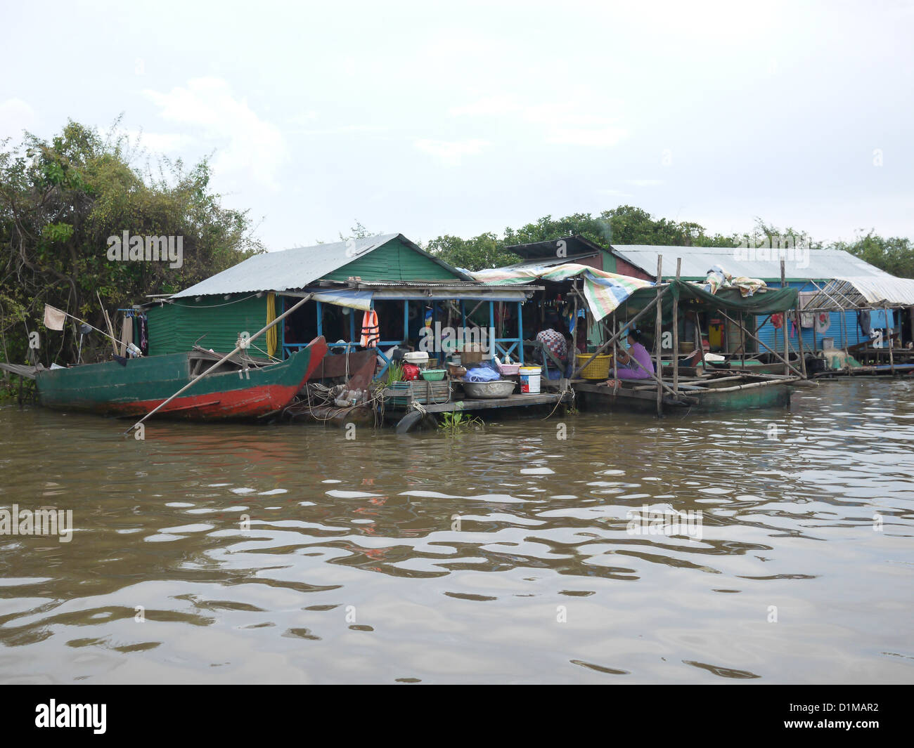Asian water floating houses lake Stock Photo - Alamy
