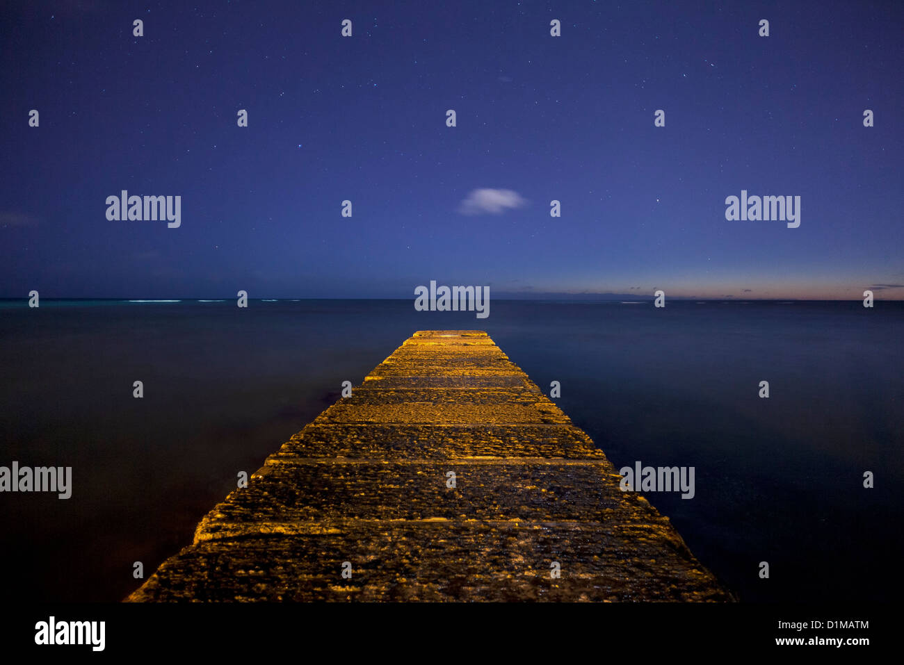 Waikiki Honolulu Hawaii jetty with star filled night sky Stock Photo ...