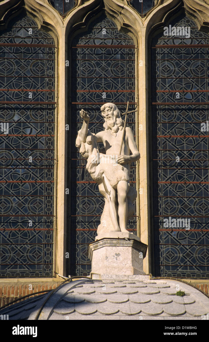 Statue front of Cathedral St Jean, Perpignan, Eastern Pyrenees ...