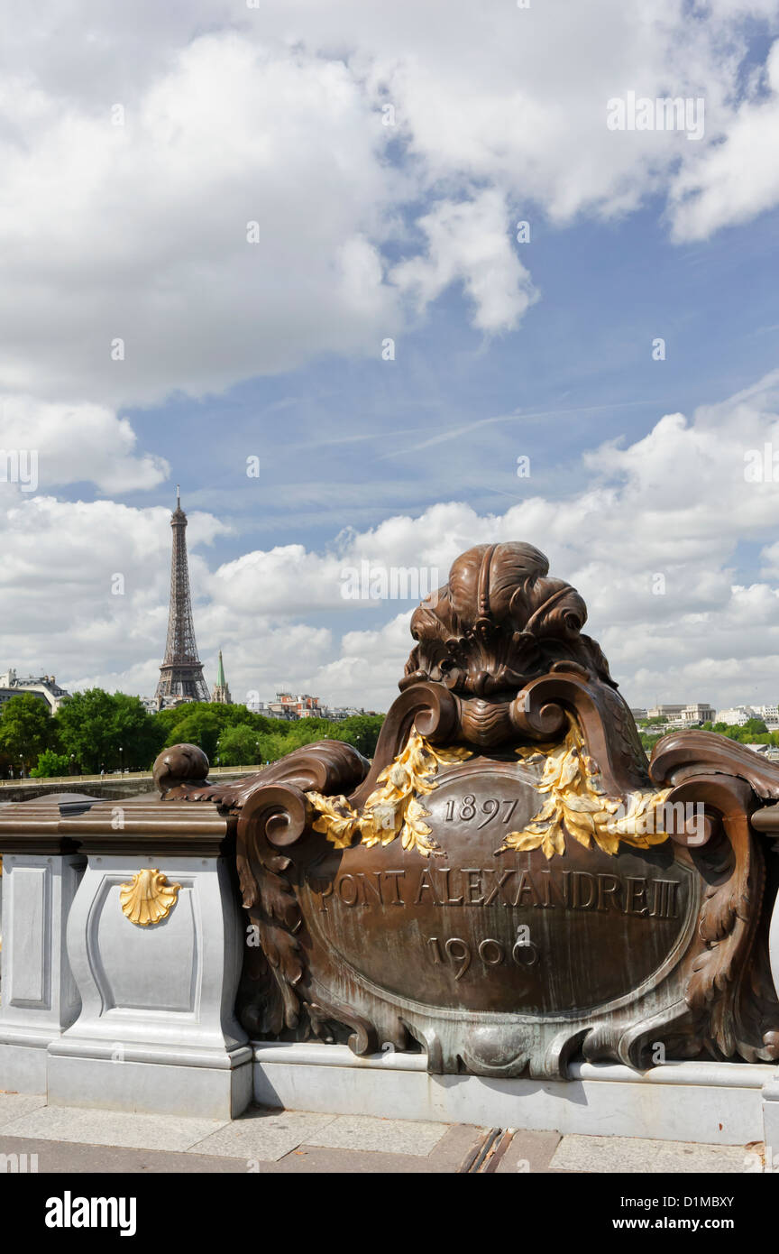 Commemorative Plaque on Pont Alexander III, Paris, France Stock Photo ...
