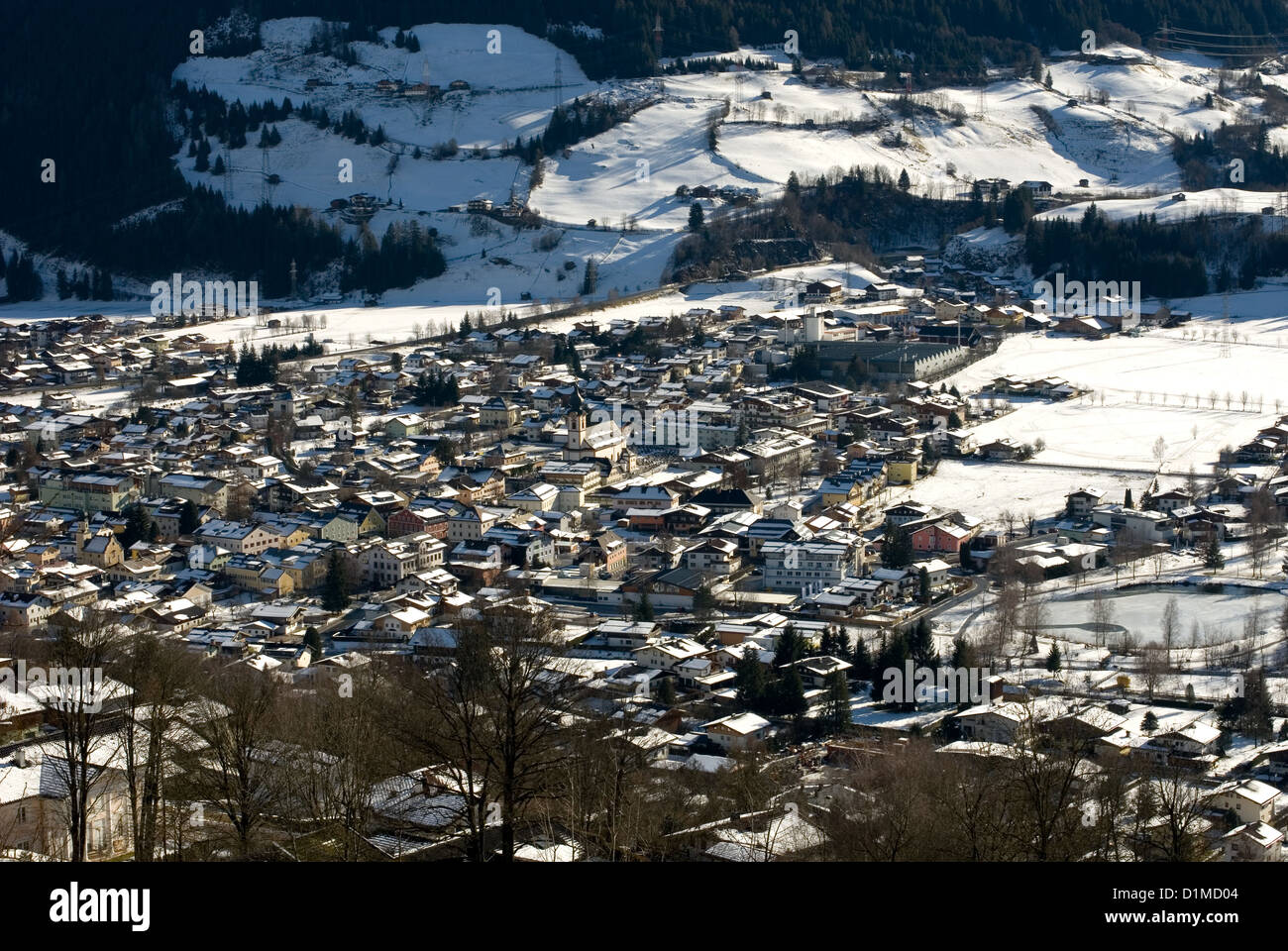 A snow-covered town in the Austrian Alps Stock Photo - Alamy