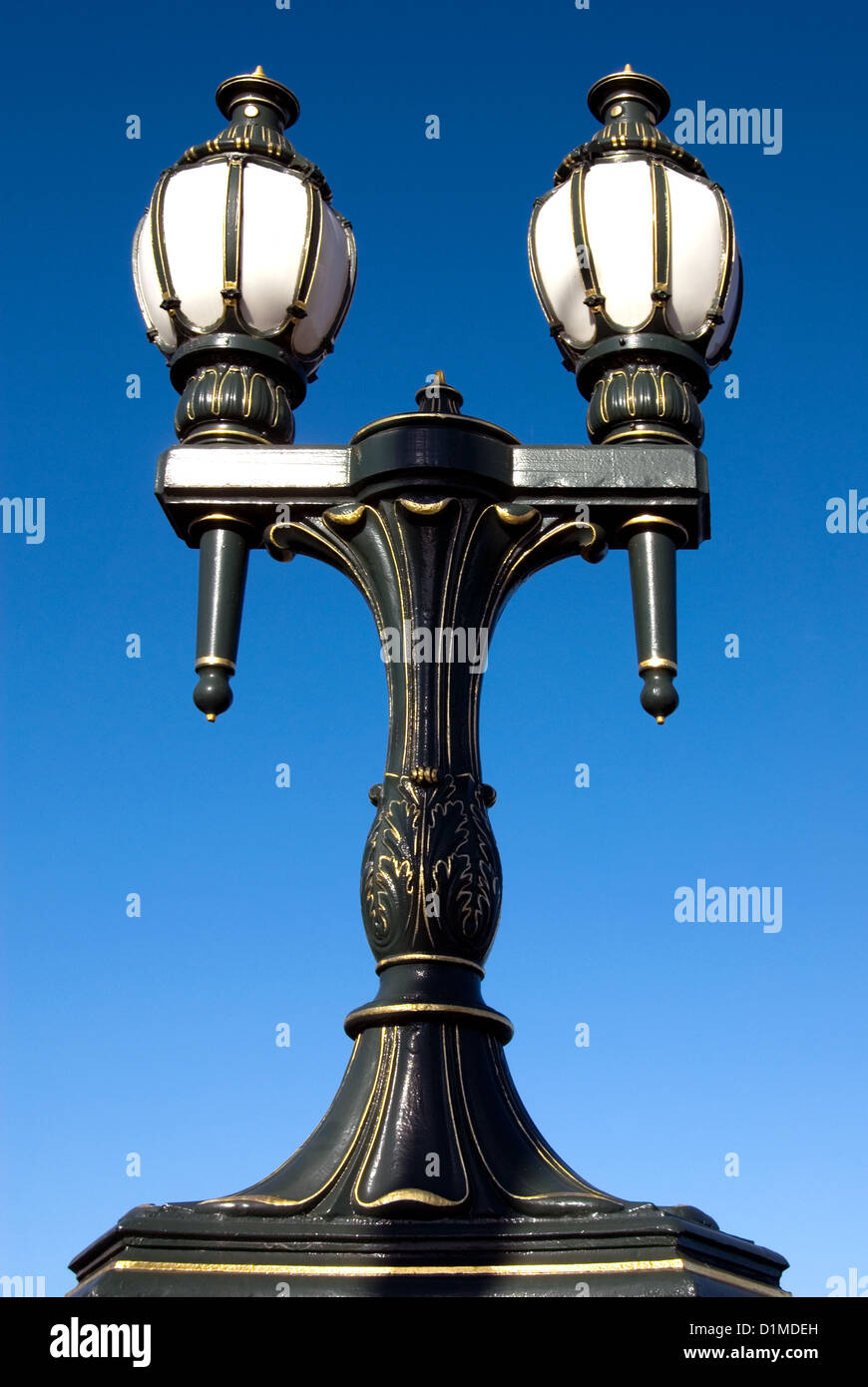 A street light atop an inner-city bridge in Melbourne, Australia Stock ...