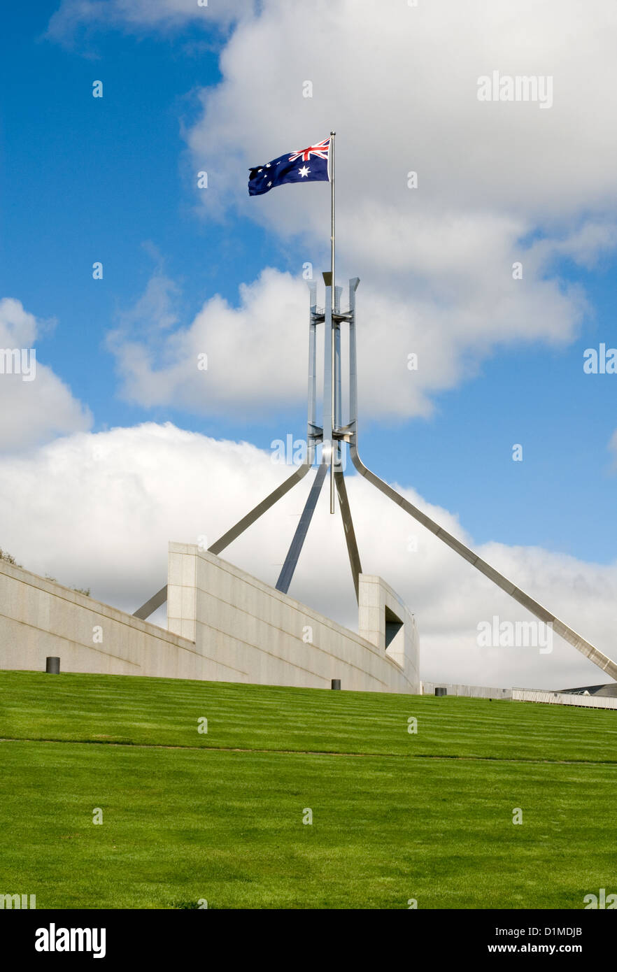 The imposing structure of the flag pole atop Australia's Parliament ...