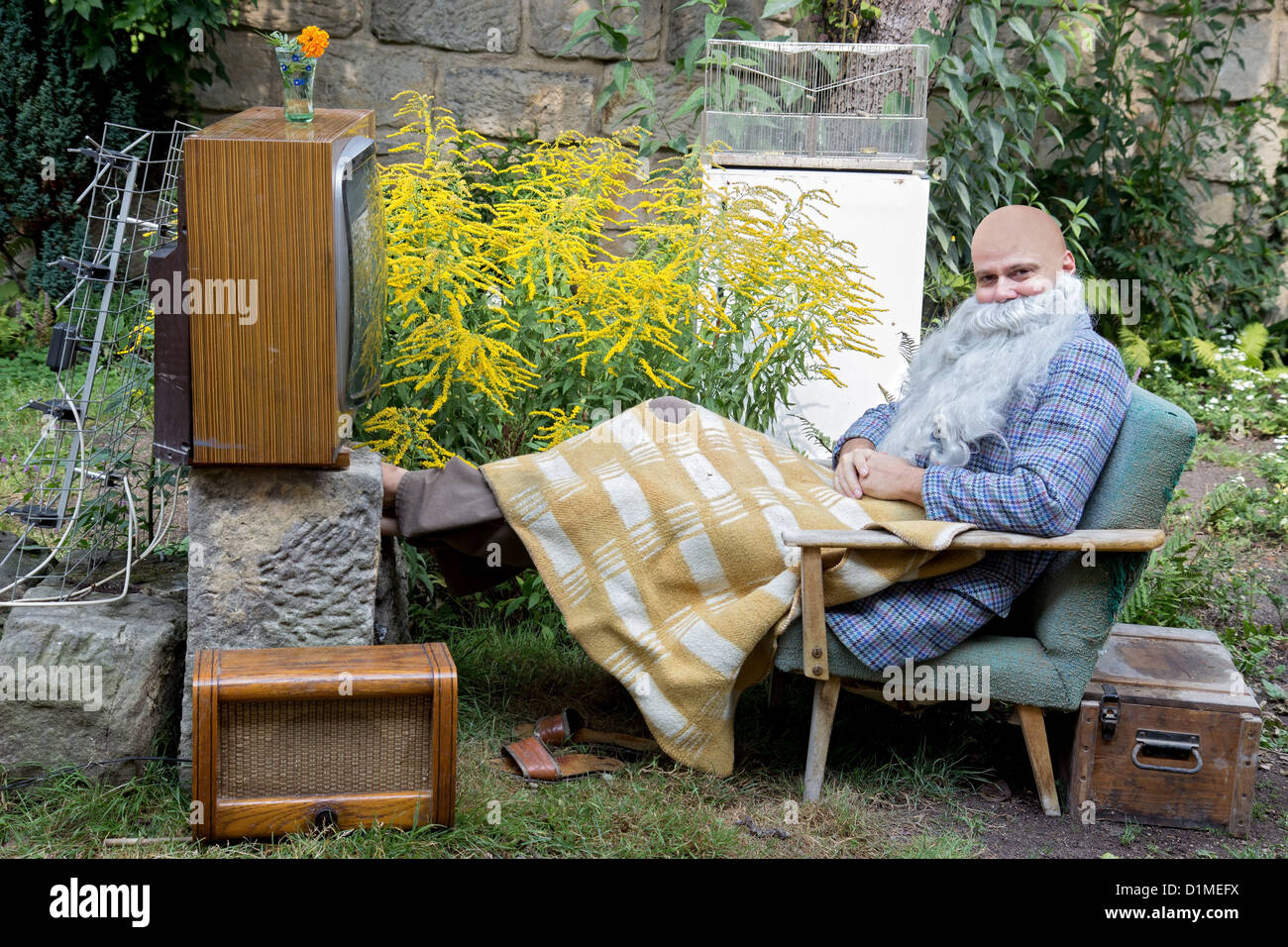 man resting in the garden Stock Photo - Alamy