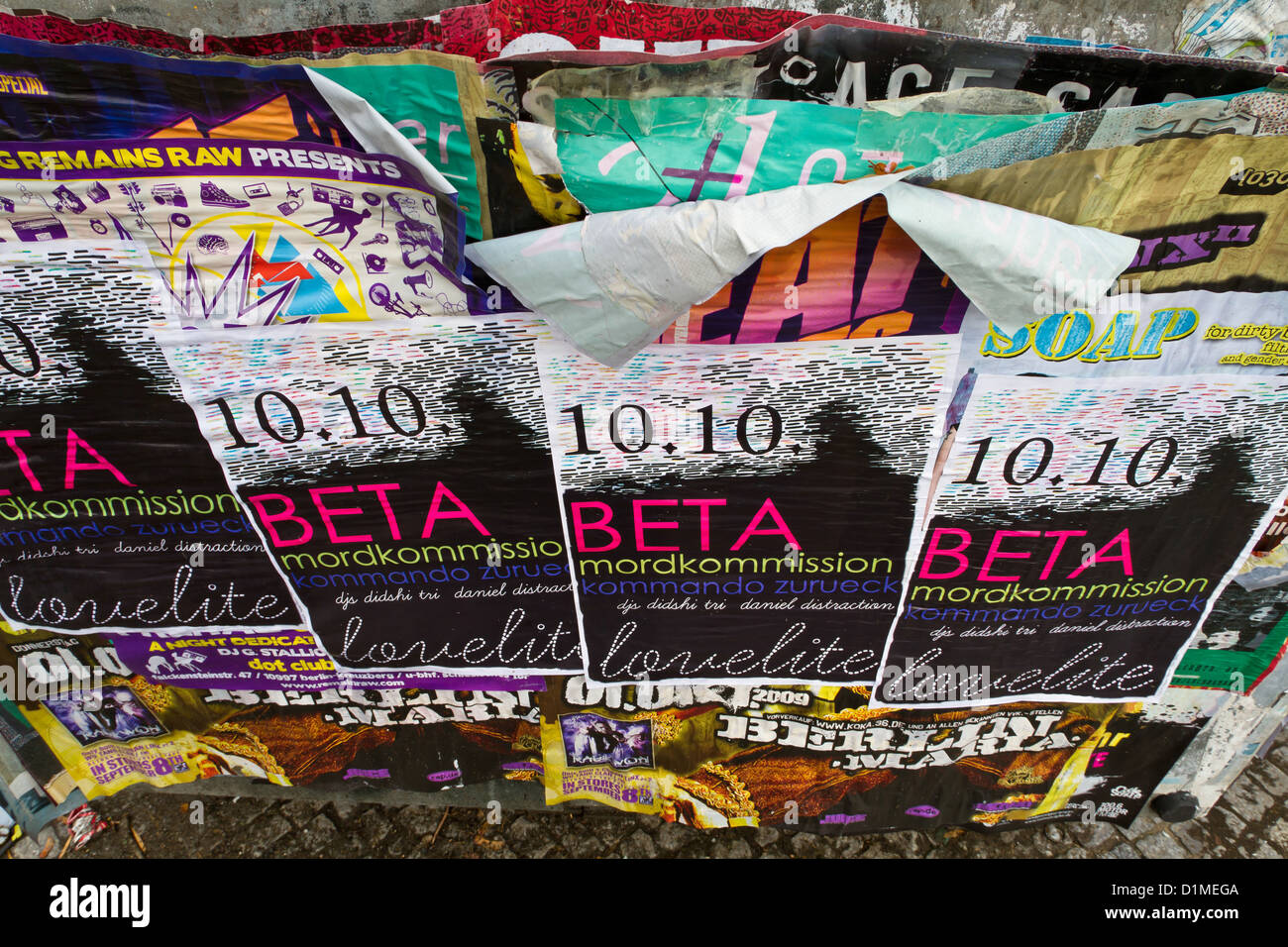 Refuse Container Covered With Posters In Berlin Kreuzberg Germany