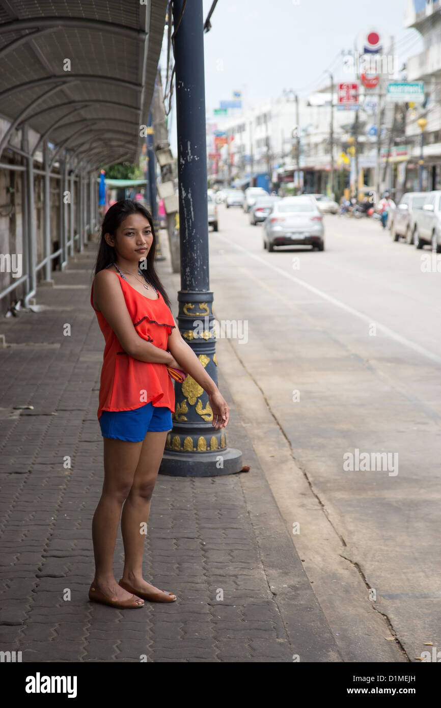 Woman Lonely Street Bus Stop High Resolution Stock Photography and ...