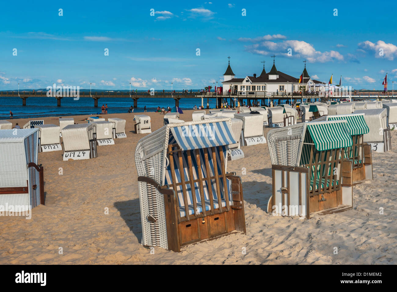 Seebrücke Ahlbeck pier at the Baltic Sea, Ahlbeck, Usedom Island ...