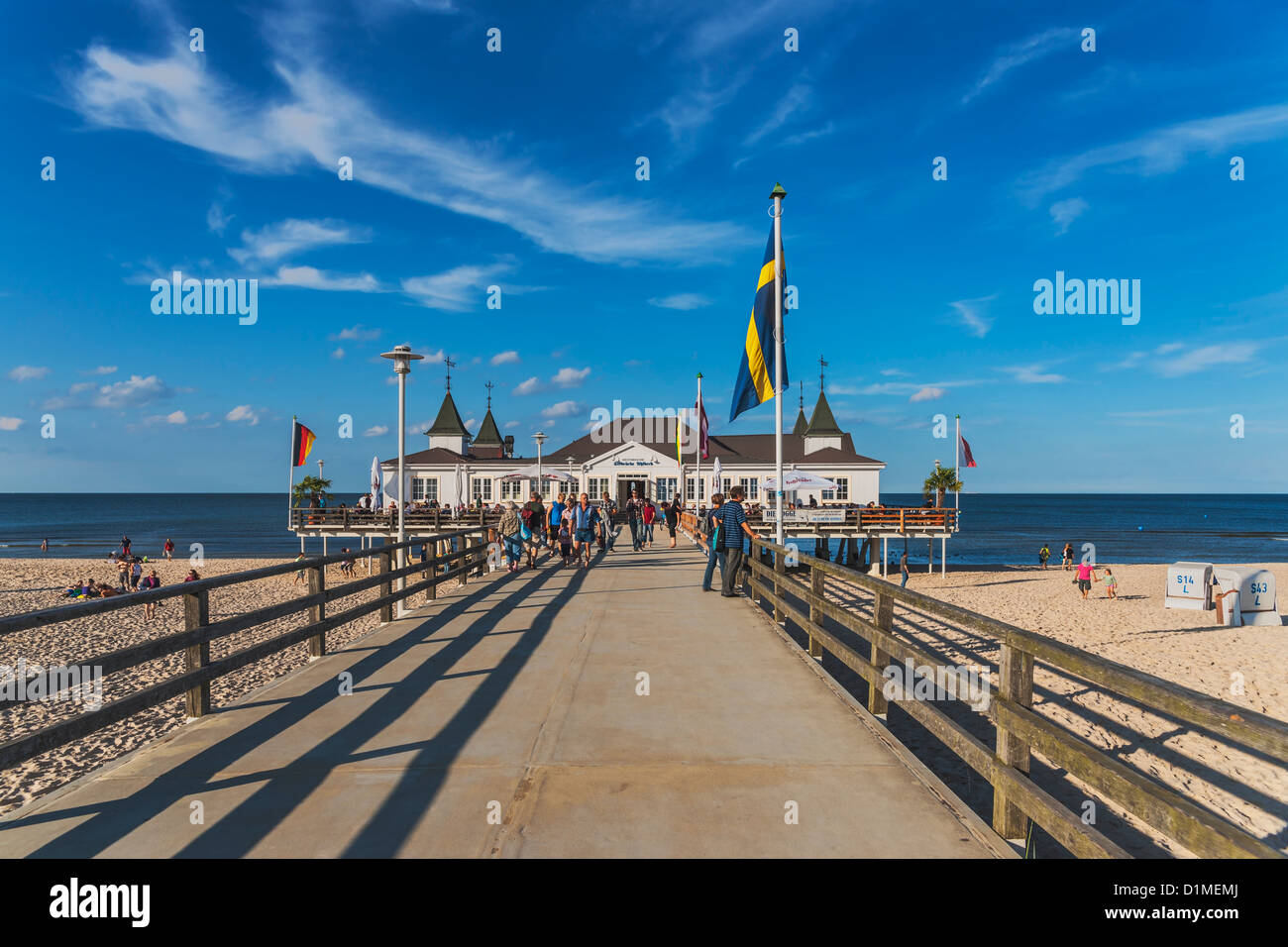 Seebrücke Ahlbeck pier at the Baltic Sea, Ahlbeck, Usedom Island ...