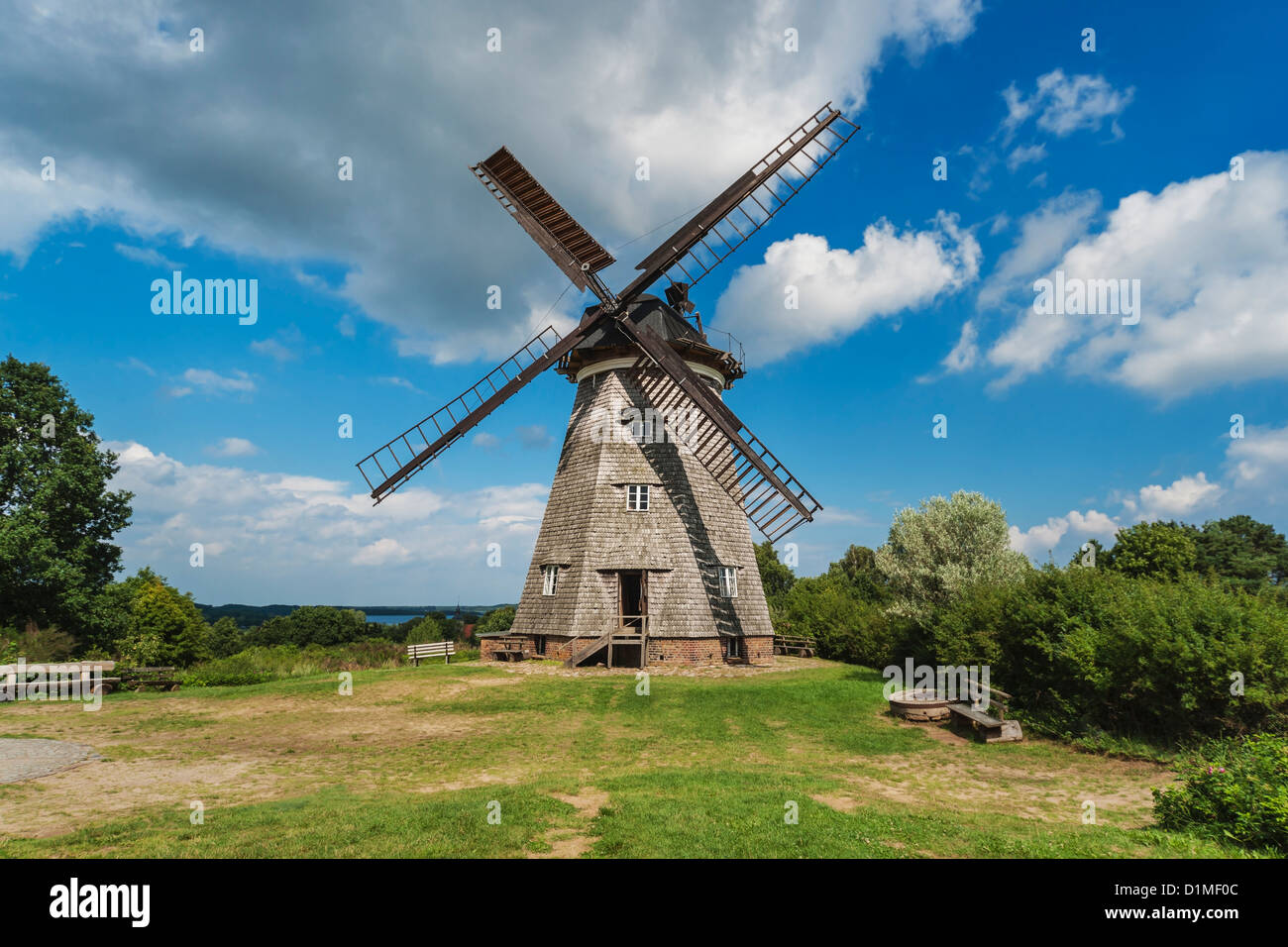 Dutch windmill from the 19th Century, Benz, Usedom Island, Vorpommern ...