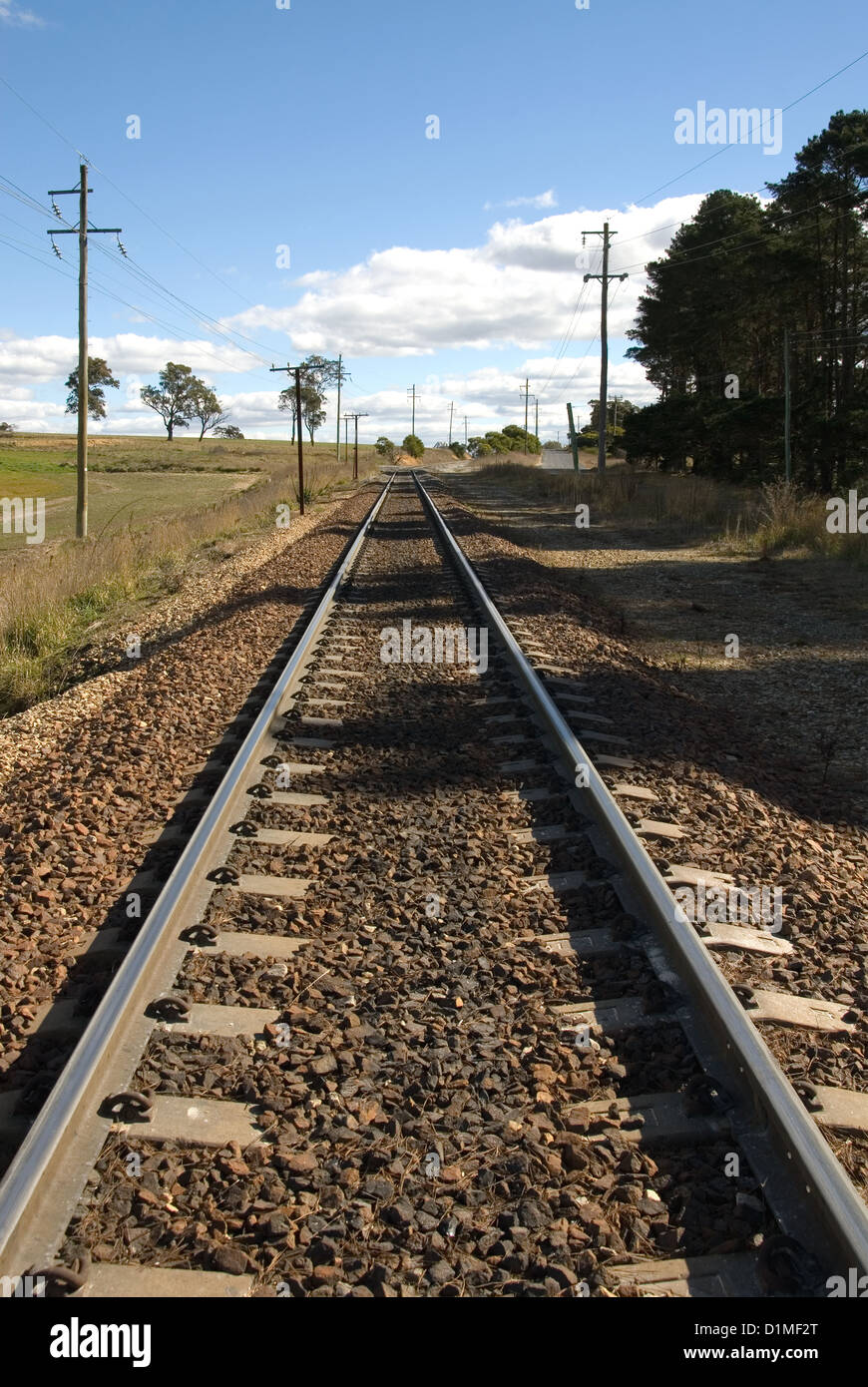 A single railway track on a branch line Stock Photo - Alamy