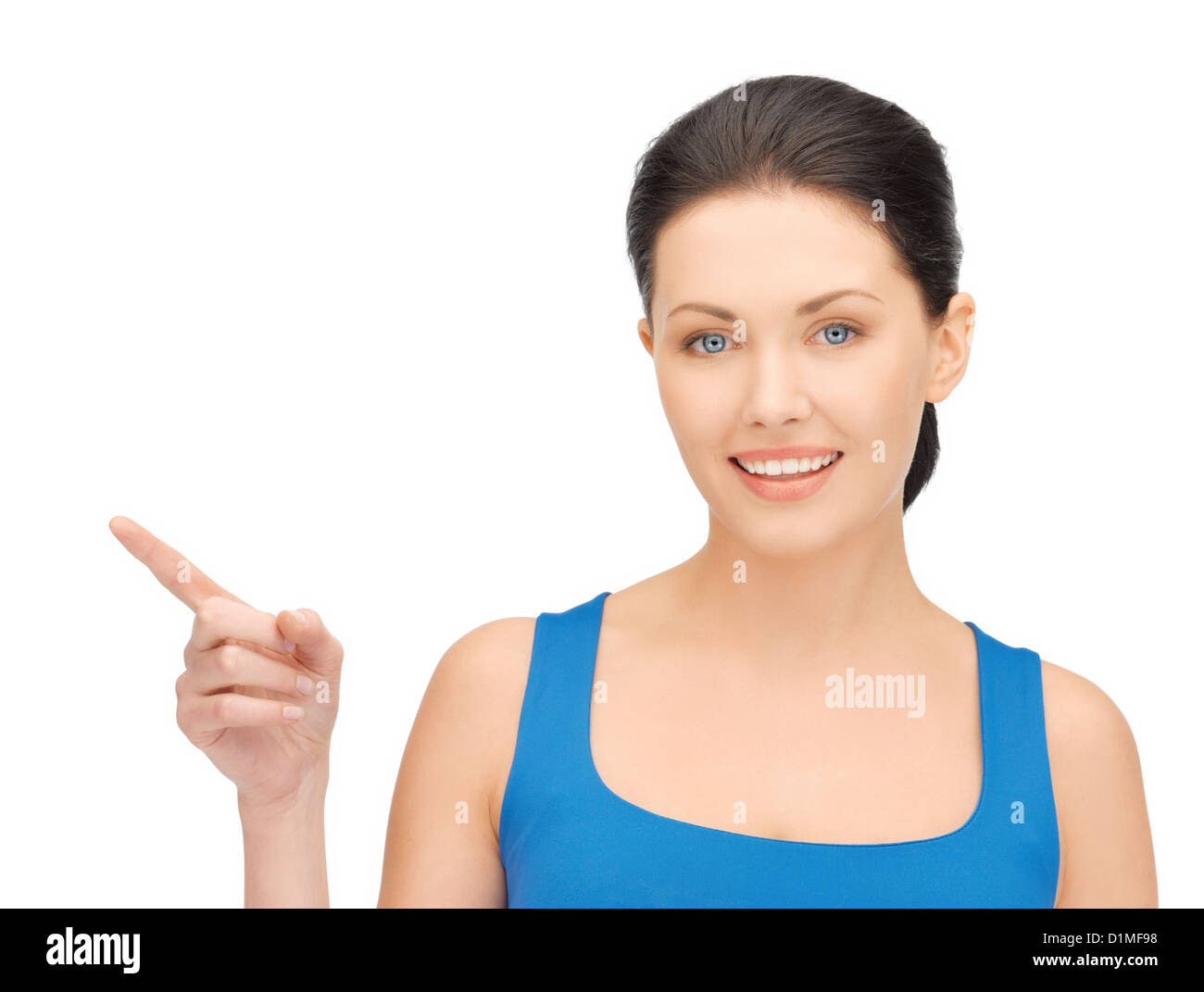 beautiful woman pointing her finger Stock Photo - Alamy