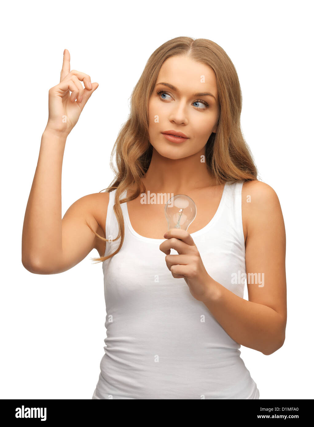 woman with energy saving bulb Stock Photo - Alamy