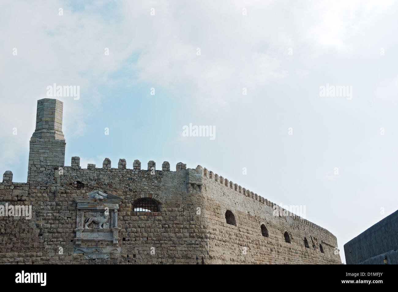Venetian fort at the antique port of Iraklio in Crete, Greece Stock ...