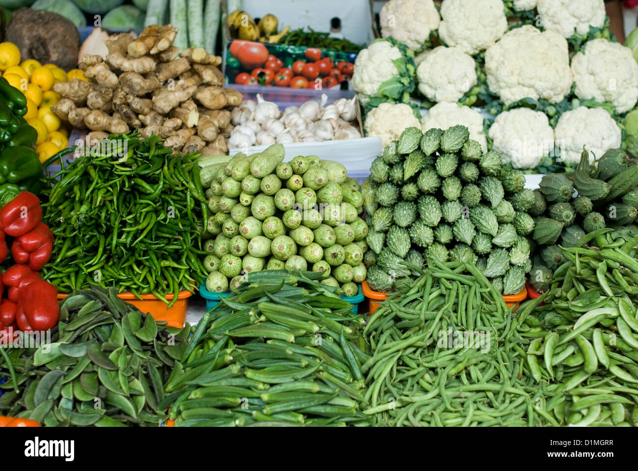 Freshly picked vegetables at an open-air market in Dubai, United Arab ...