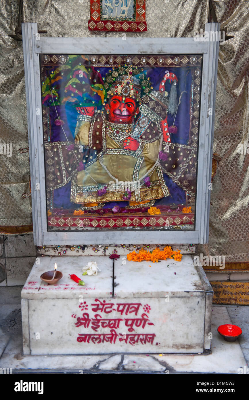 A colorful shrine to Hindu deity on the roadside in Udaipur Rajasthan ...