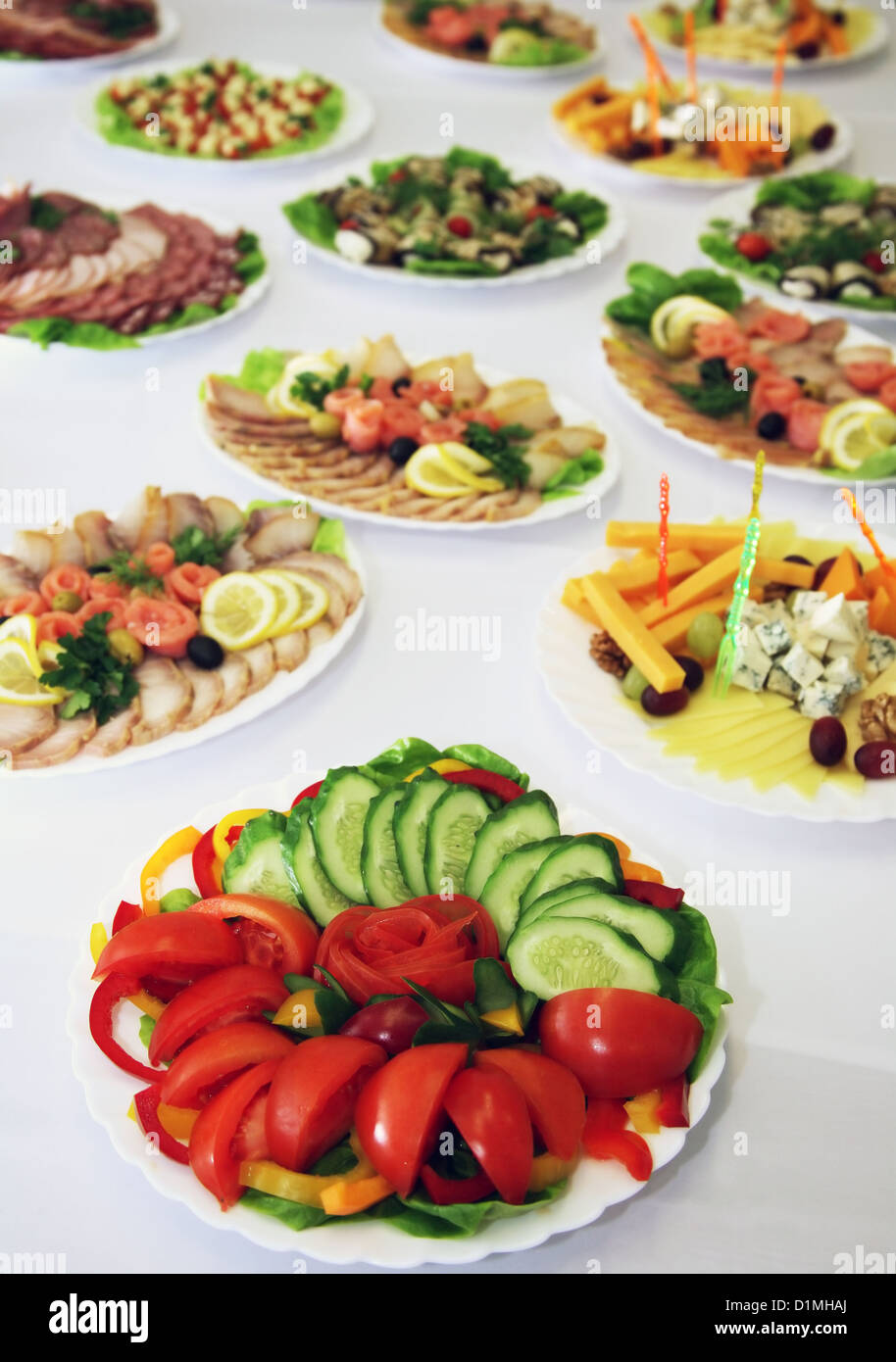 Different meal on a celebratory table Stock Photo - Alamy
