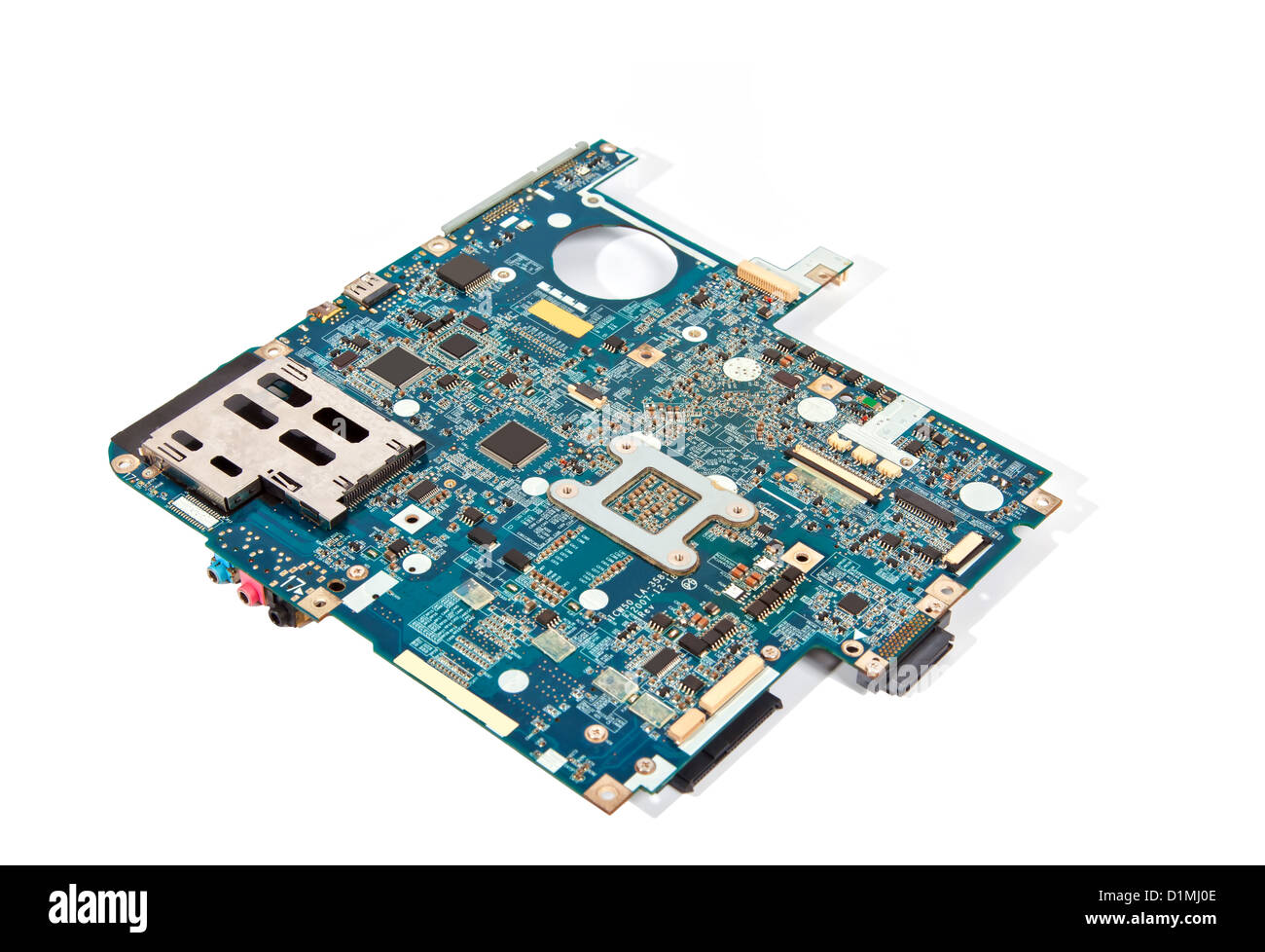 Blue laptop motherboard isolated on white background Stock Photo - Alamy