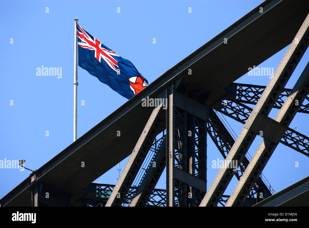 The New South Wales Flag atop the Sydney Harbour Bridge, Australia ...