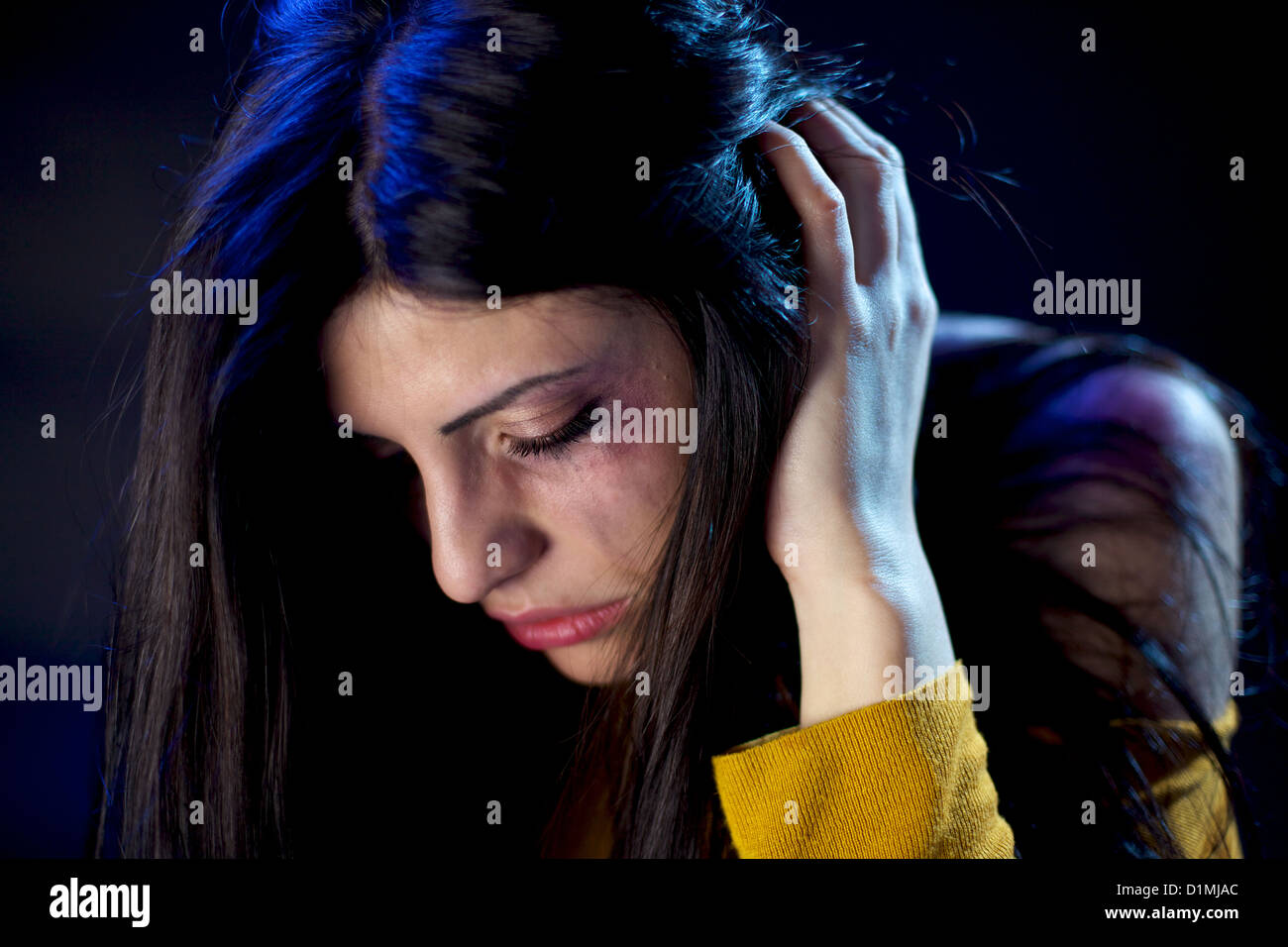 Sad scared woman with wound because of domestic violence Stock Photo ...