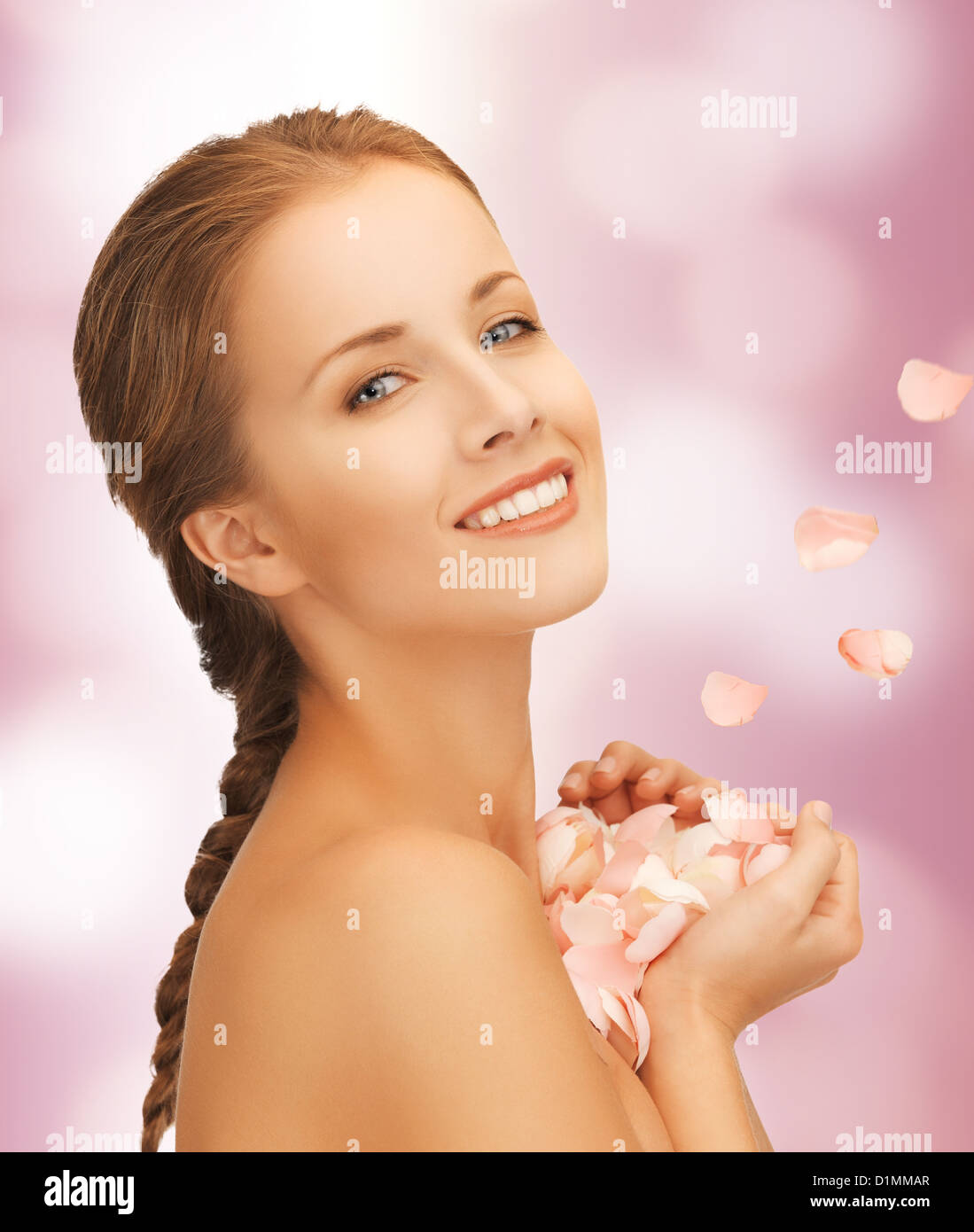 beautiful woman with rose petals Stock Photo - Alamy