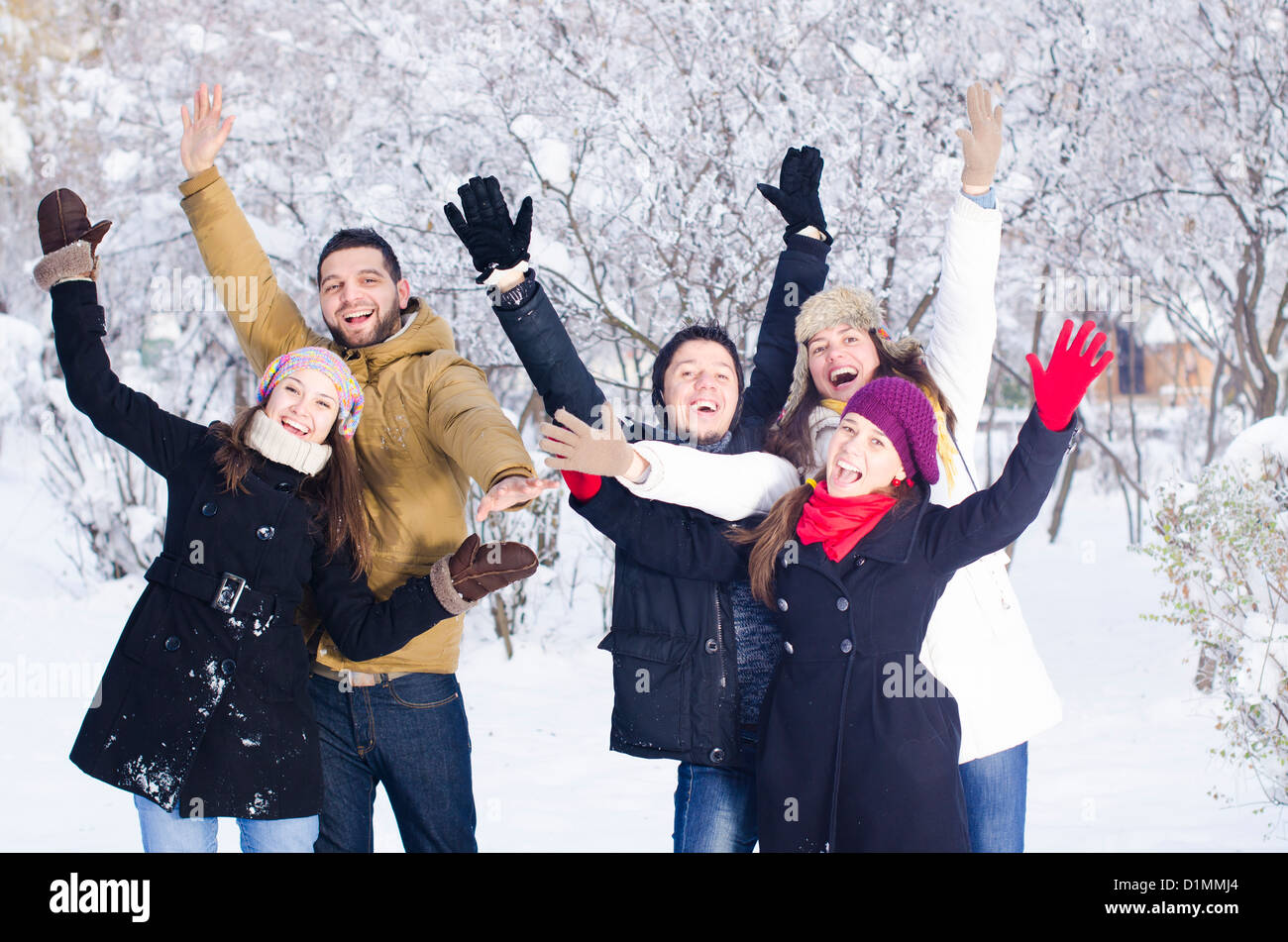 People group snow forest hi-res stock photography and images - Alamy