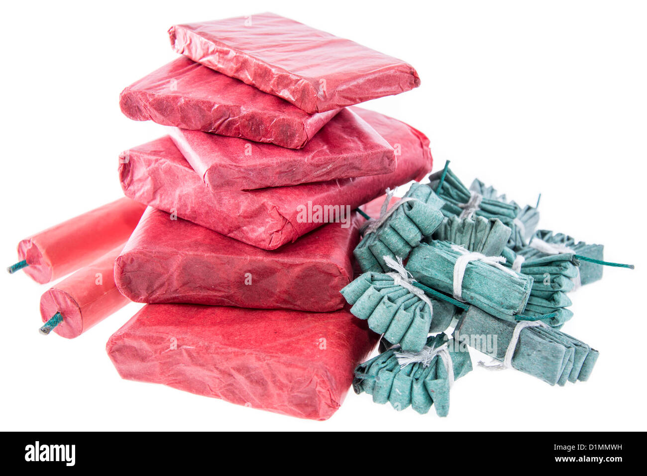 Different Firecrackers isolated on white background Stock Photo - Alamy