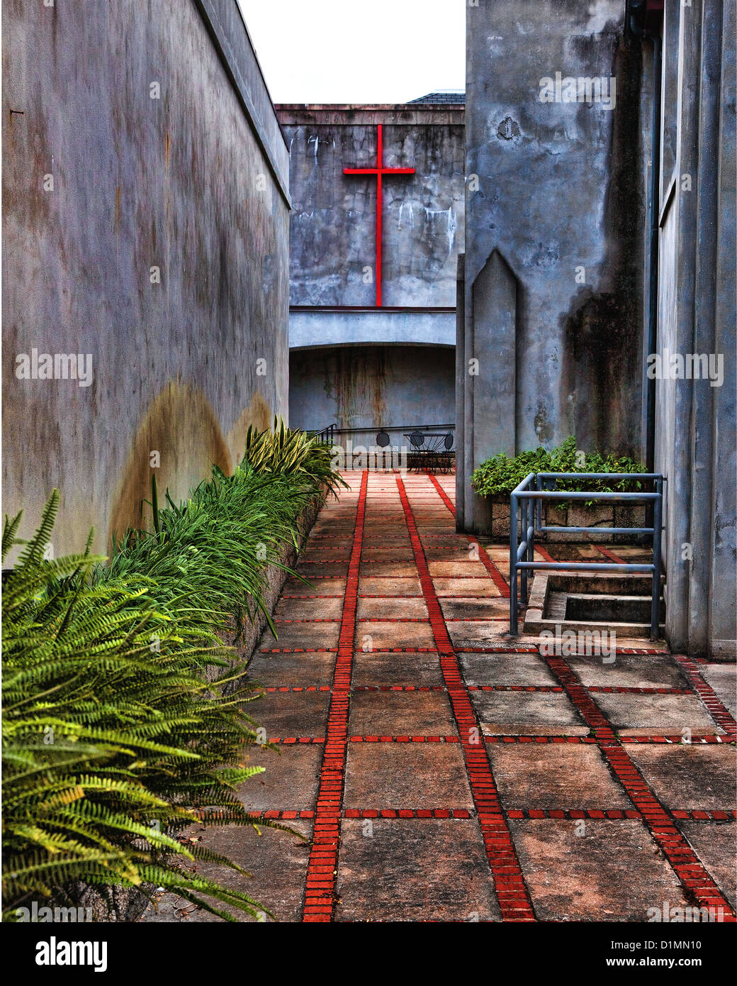 Red cross on the side of a church Stock Photo - Alamy