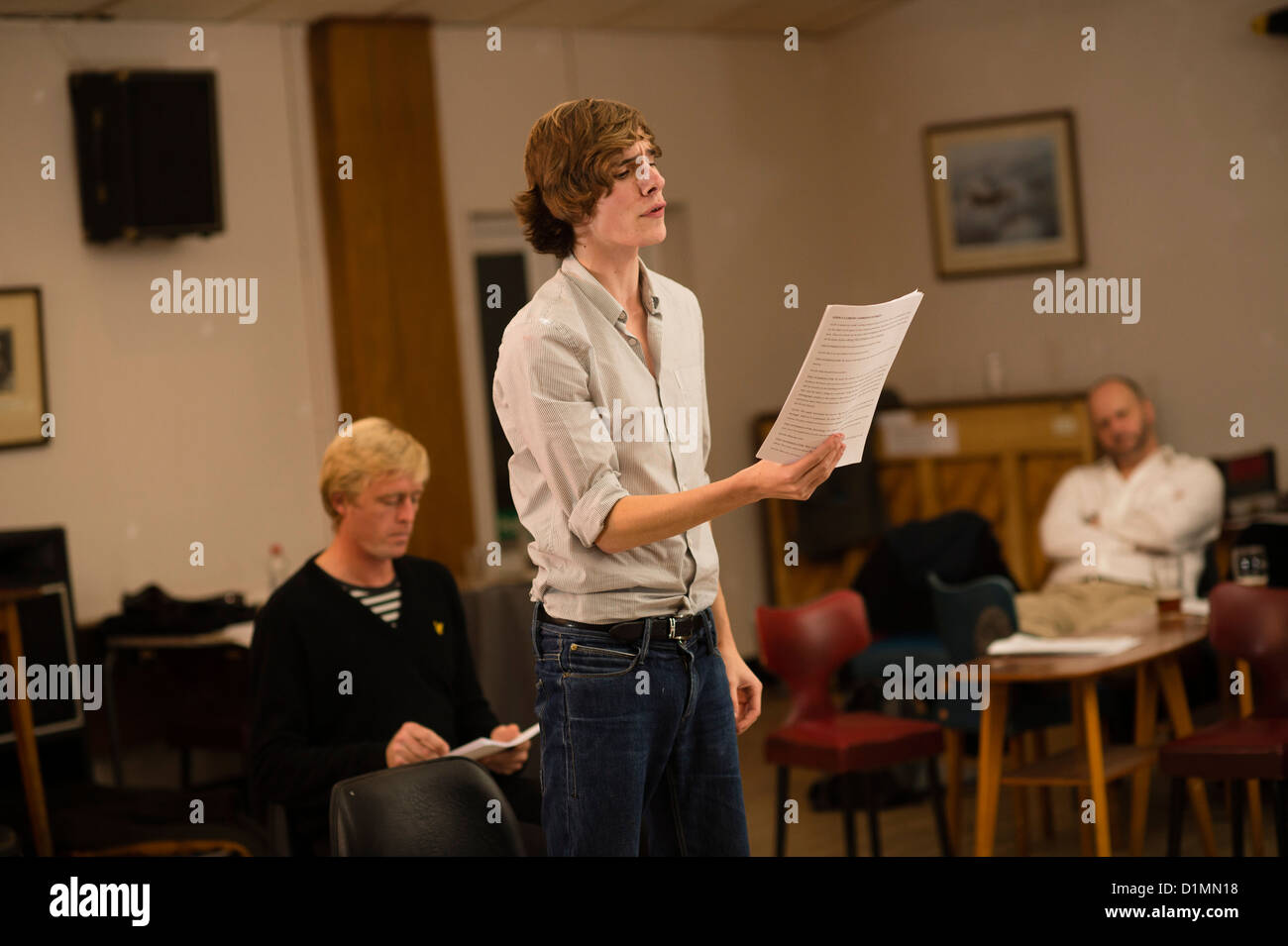 Two amateur actors in a 'script in hand' rehearsed reading of new ...