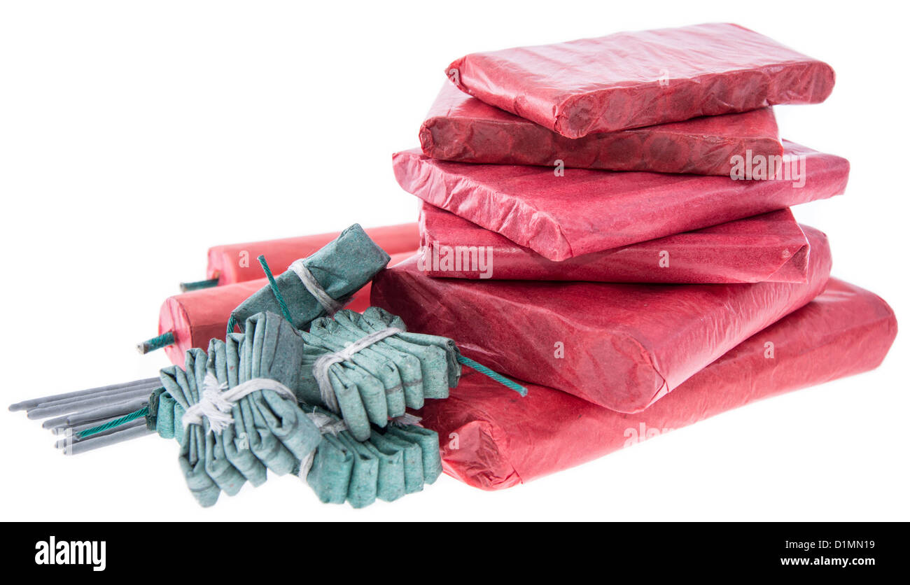 Firework set on white Cut Out Stock Images & Pictures - Alamy