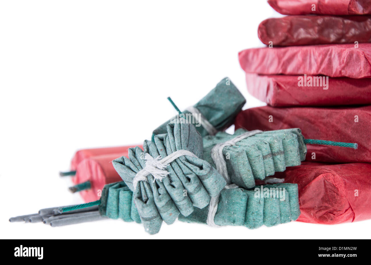 Different Firecrackers isolated on white background Stock Photo - Alamy