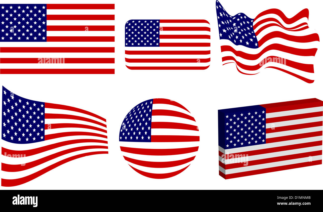 American Flag Set Stock Photo - Alamy