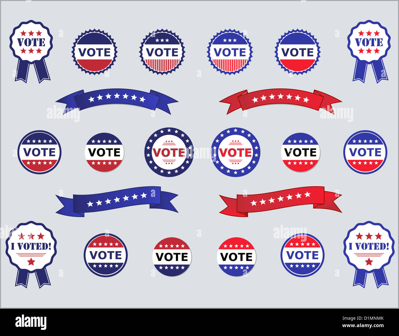 Voting Badges and Stickers for Elections Stock Photo - Alamy