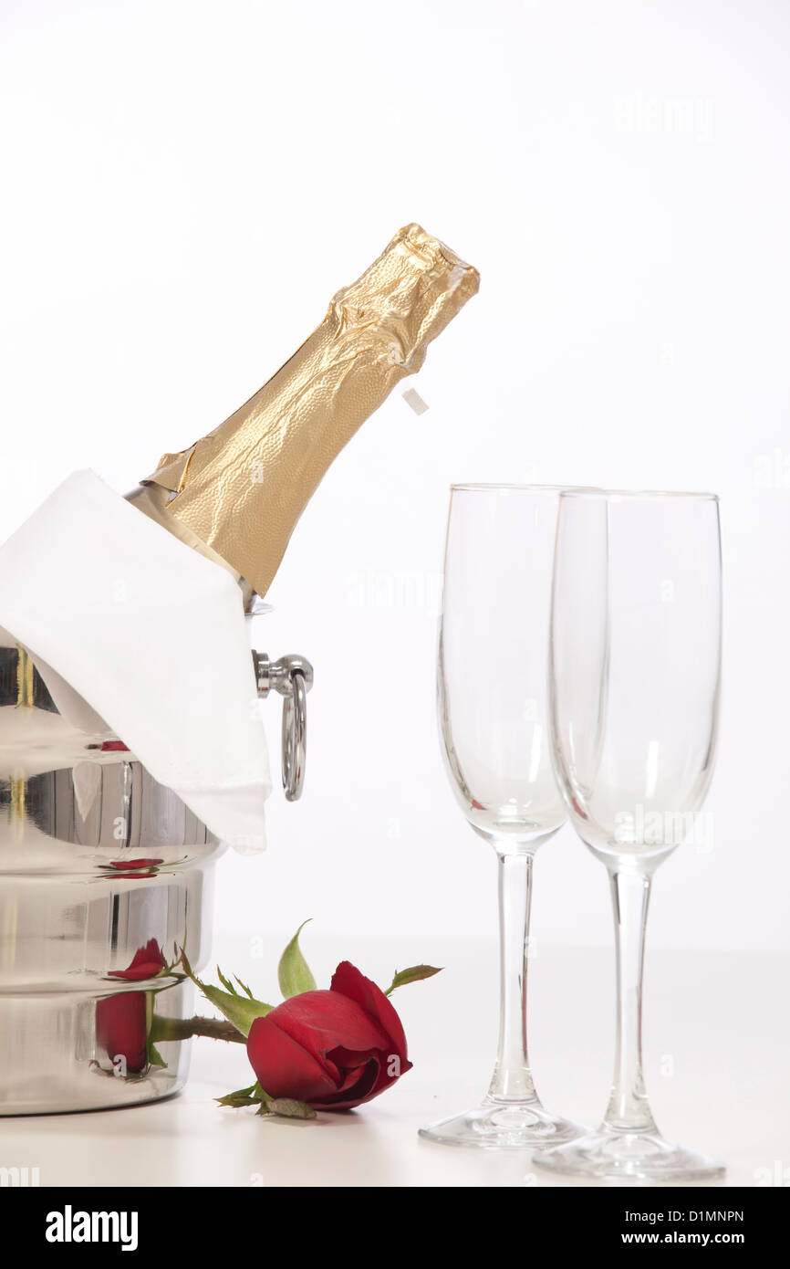 Romantic still life with champagne Stock Photo - Alamy