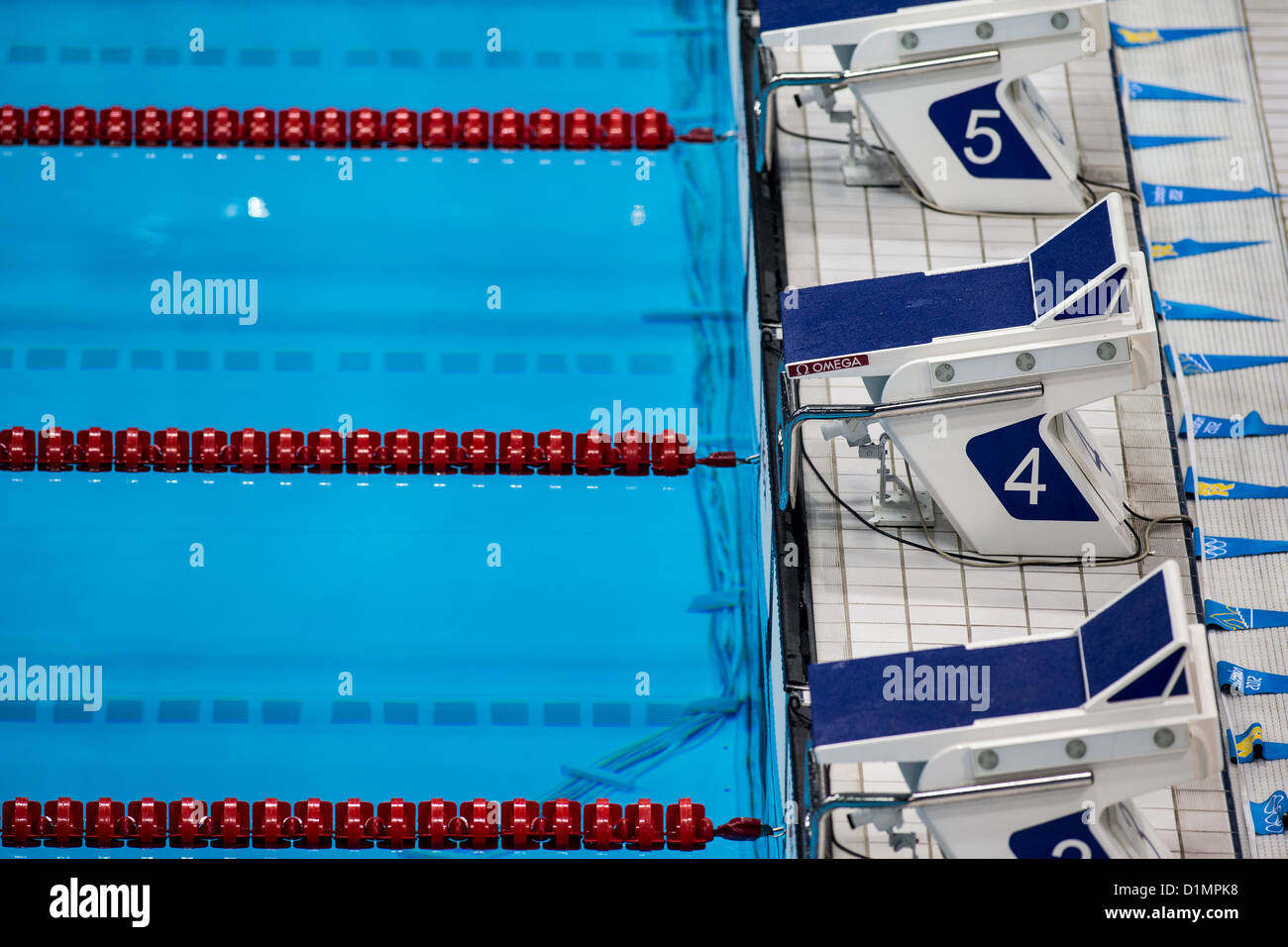 Starting blocks at the swimming venue at the Olympic Summer Games ...