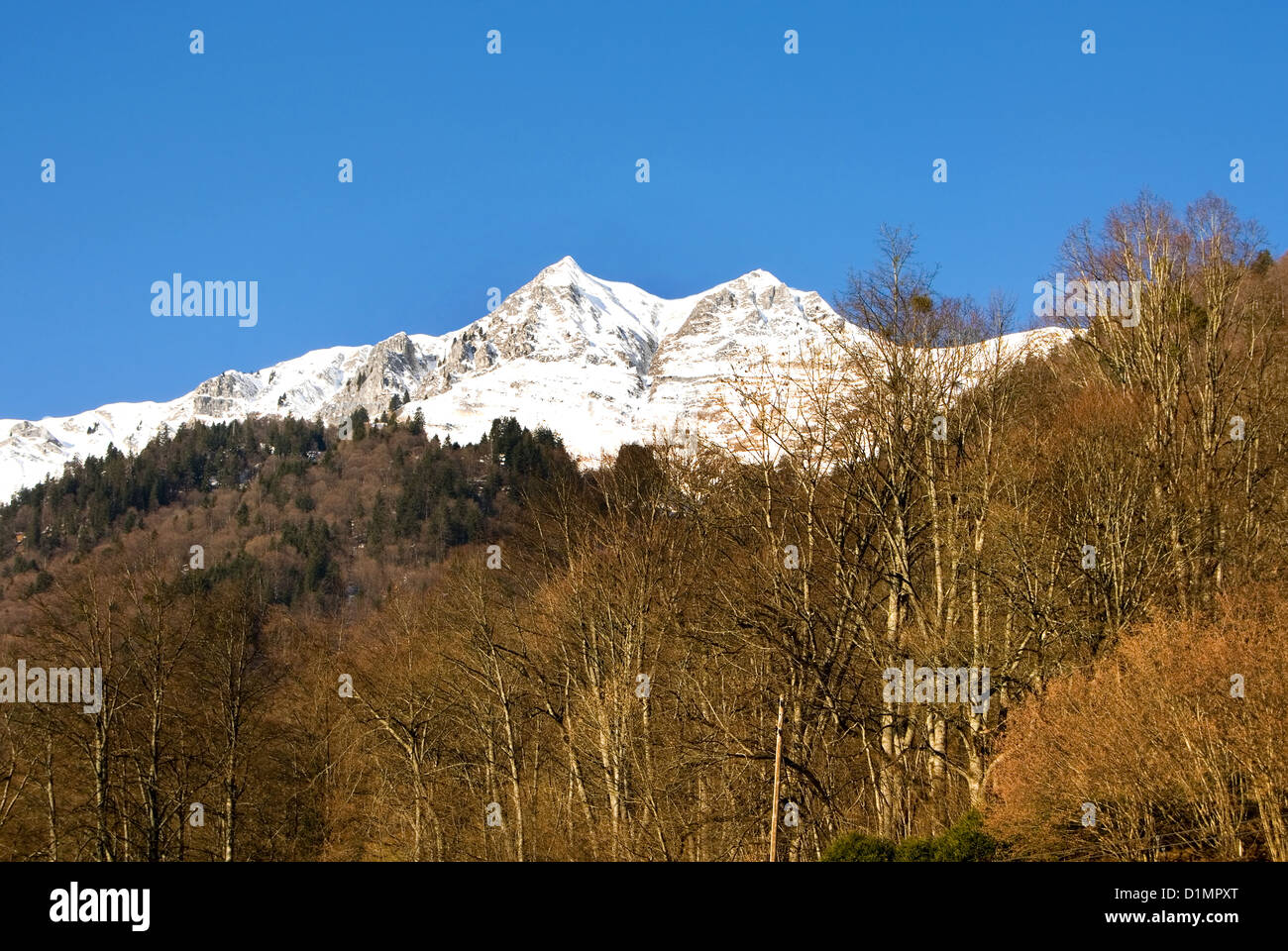 A typical Swiss alpine scene in winter Stock Photo - Alamy
