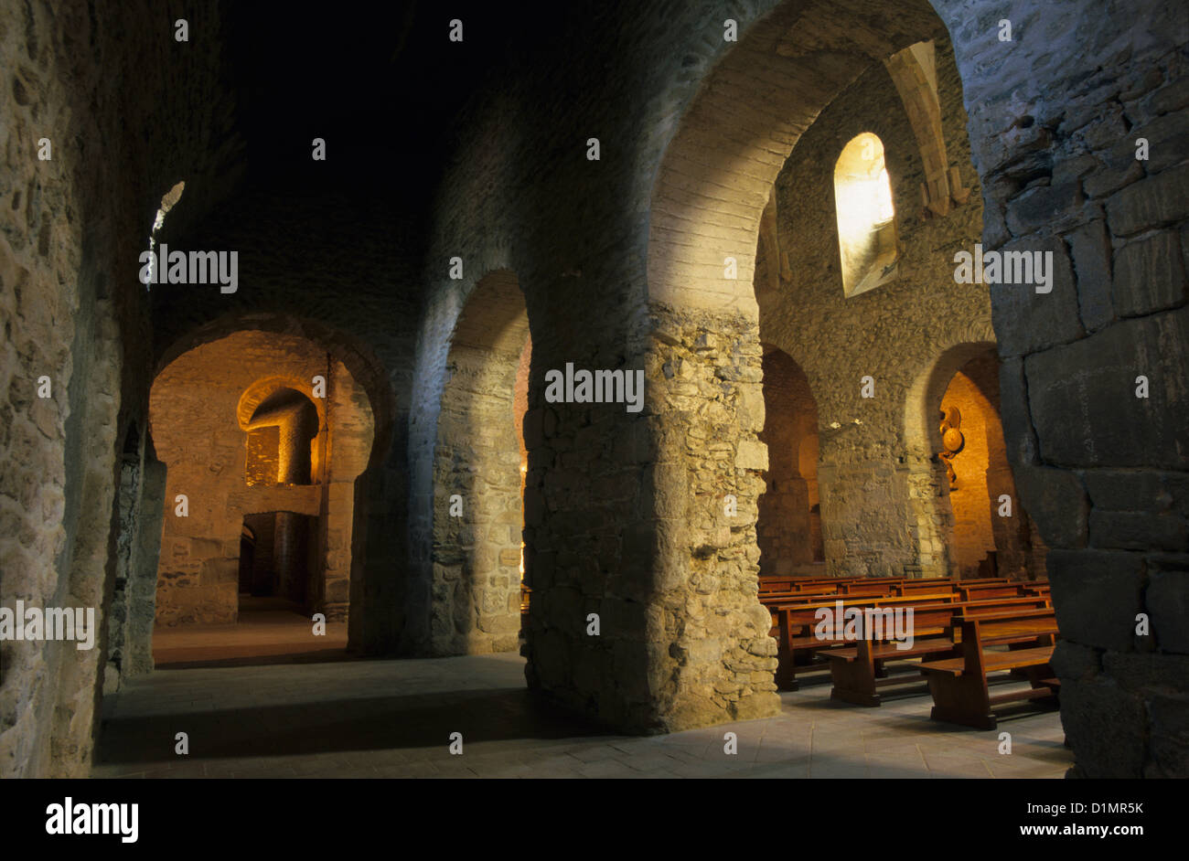 Crypt of abbey Saint Michel de Cuxa, Codalet, Eastern Pyrenees ...