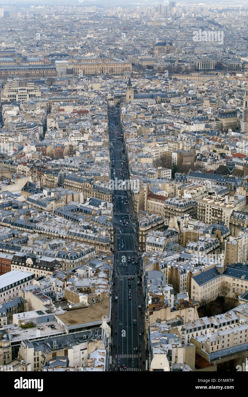 A view of Parisian streets, captured from the Montparnasse Tower Stock ...