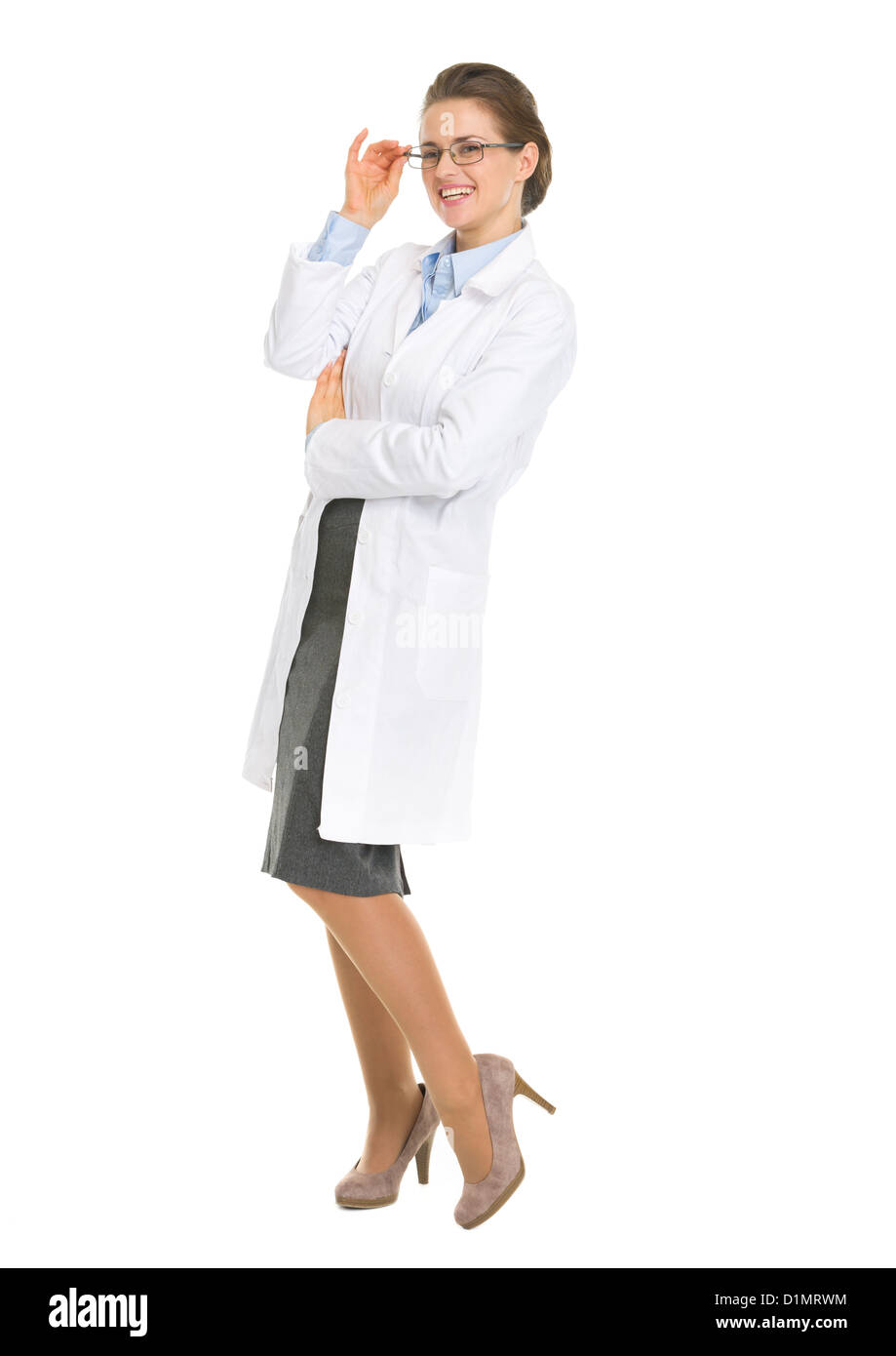 Full length portrait of happy ophthalmologist doctor with glasses Stock ...