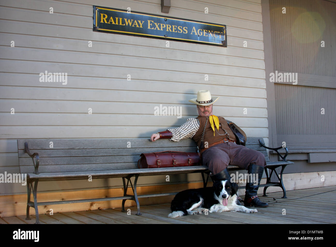 Cowboy with border collie hi-res stock photography and images - Alamy
