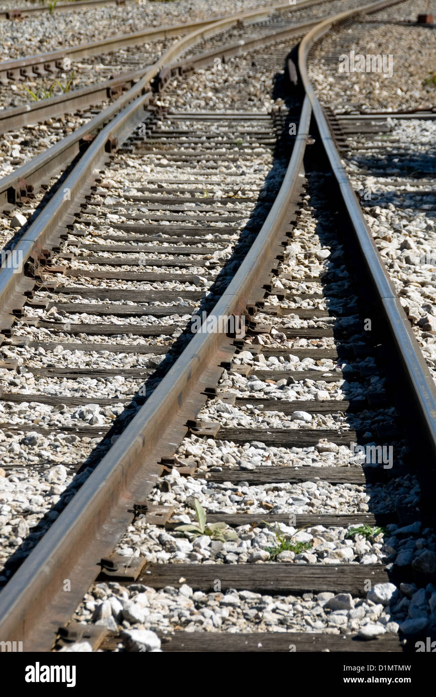 A close-up view of railway lines Stock Photo - Alamy