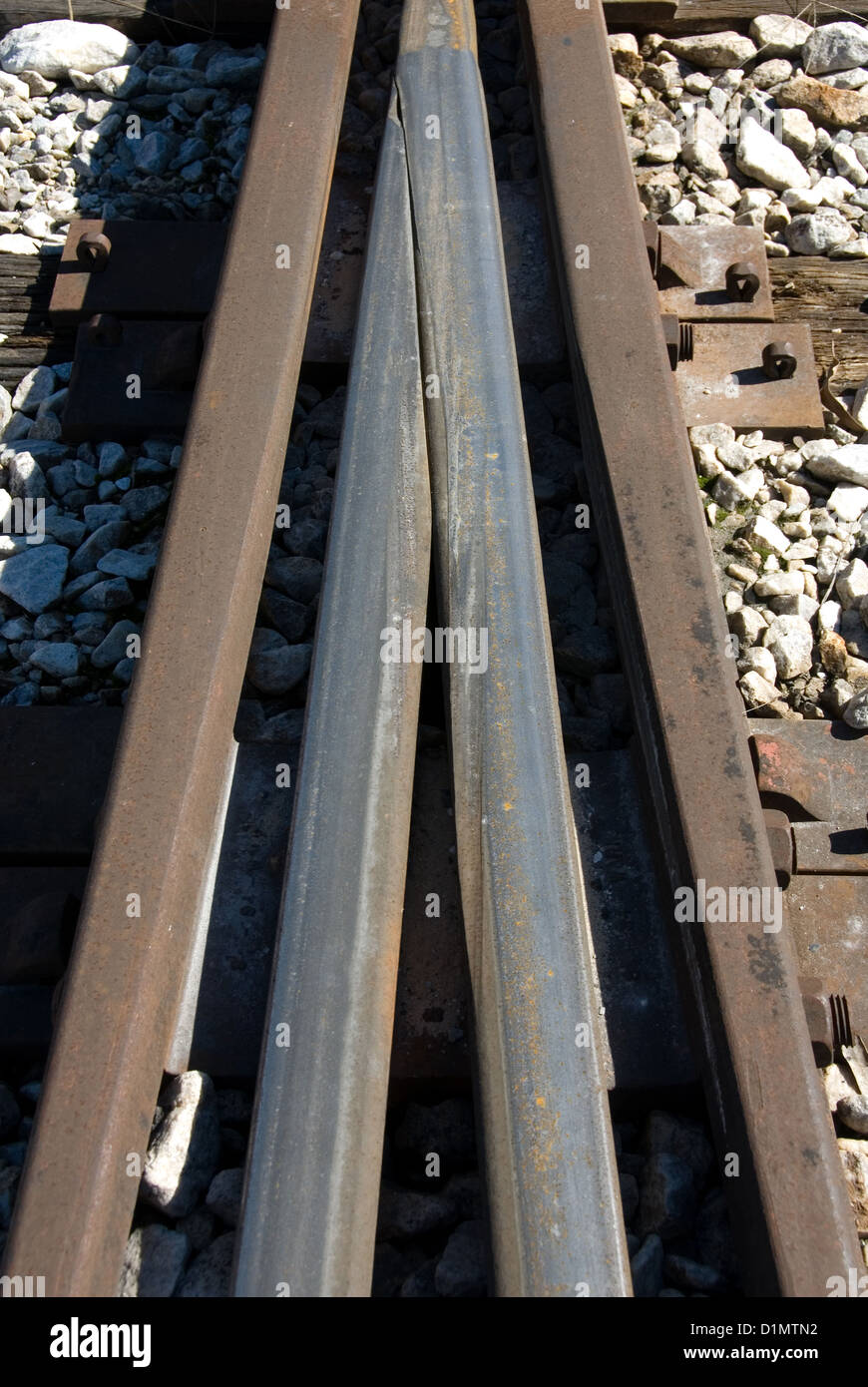 A close-up view of railway lines Stock Photo - Alamy